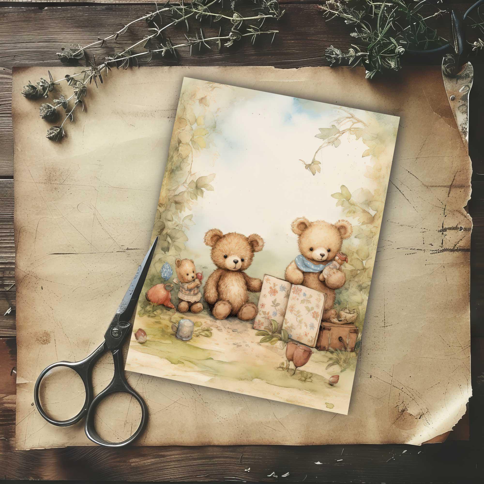 Teddy Bear Junk Journal, Digital Journal Paper, Vintage Bears Printable ...