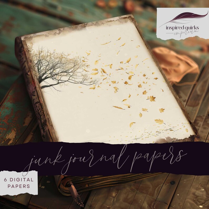 Autumn Junk Journal Pages, Windy Days Digital Paper, 6 Digital Journal ...