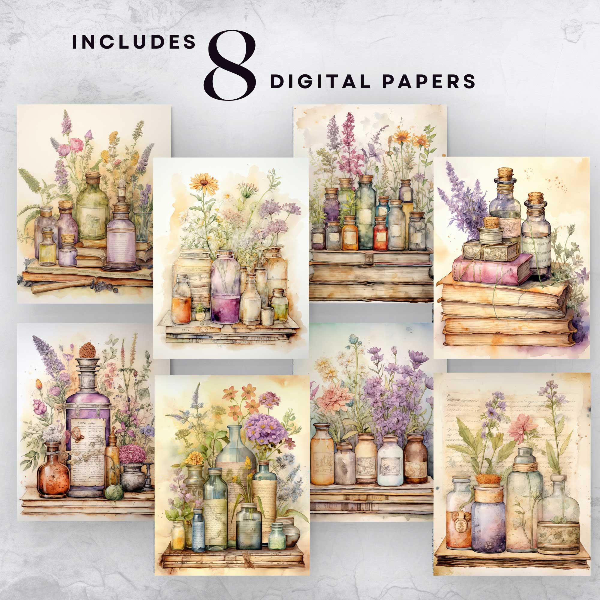 Aromatherapy Junk Journal Pages, Digital Journal Paper, Vintage ...