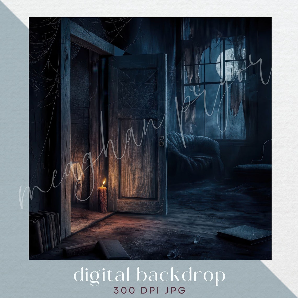 Haunted House Backdrop, Creepy Room Scene, Scary Doll Papers, Abandoned ...