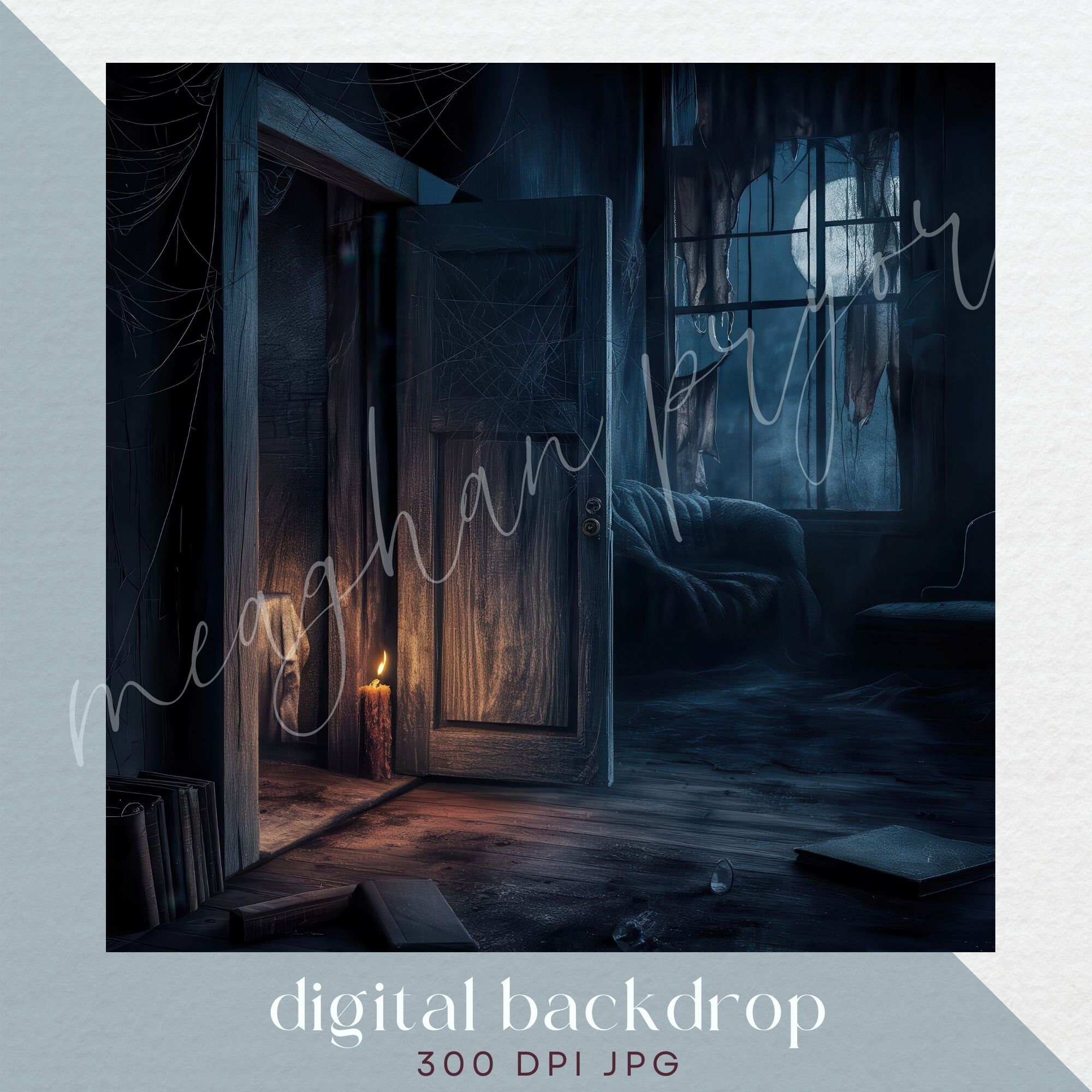 Haunted House Backdrop, Creepy Room Scene, Scary Doll Papers, Abandoned ...