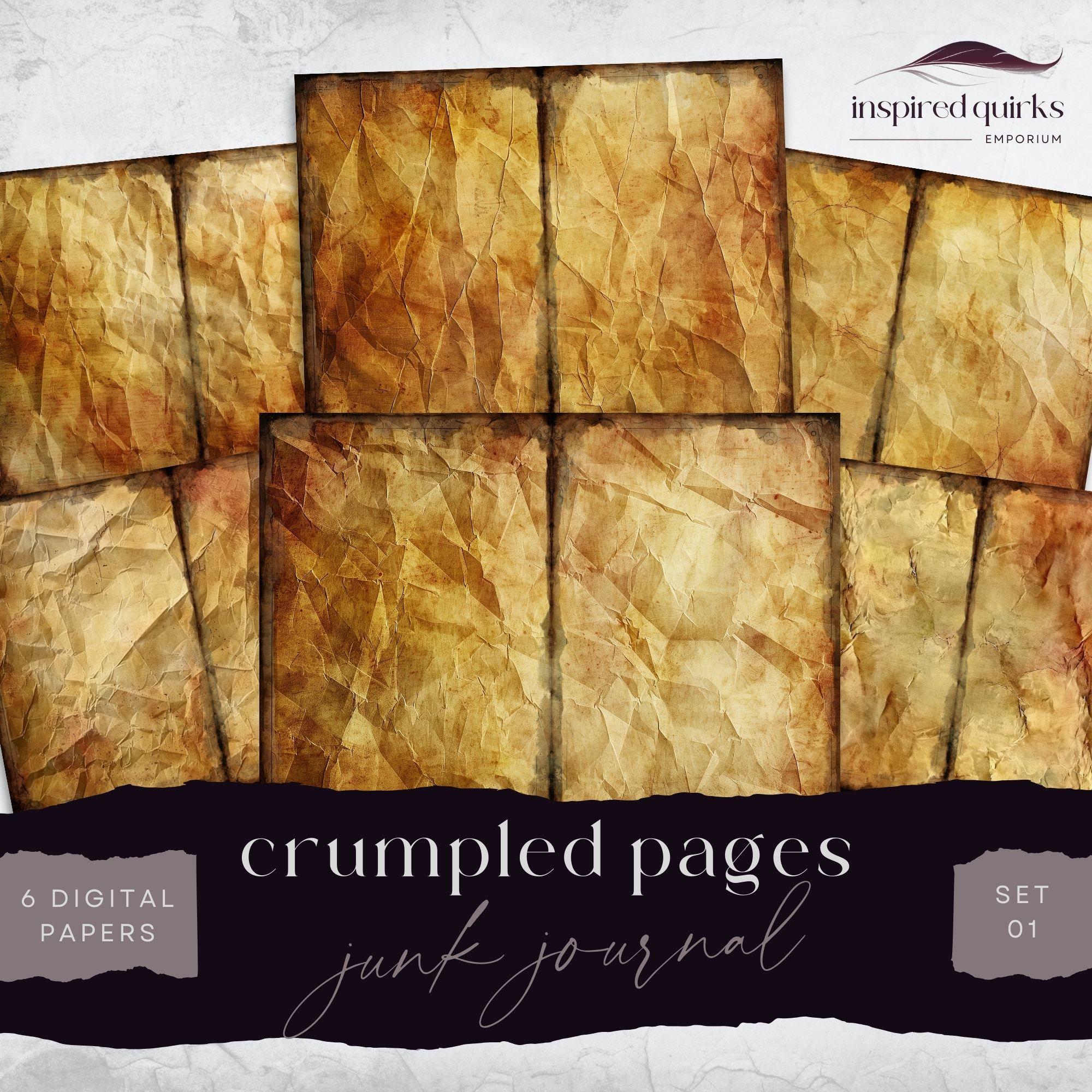 Vintage Torn Junk Journal Pages, Crumpled Plain 6 Digital Journal Paper ...