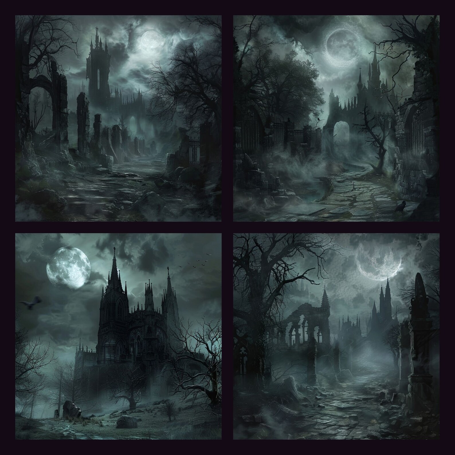 Spooky Backdrop, Dark Castle Scene Background, Illustrative Midnight ...