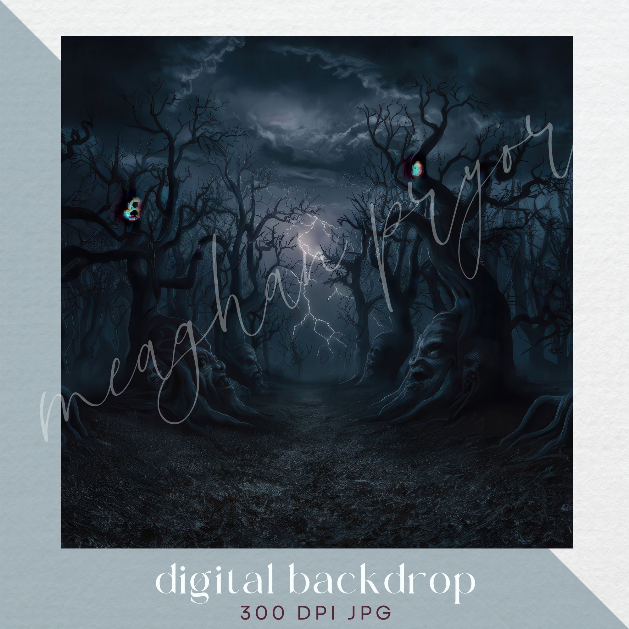 Haunted Forest Backdrop, Haunted Scene, Scary Woodlands, Haunted Trees ...