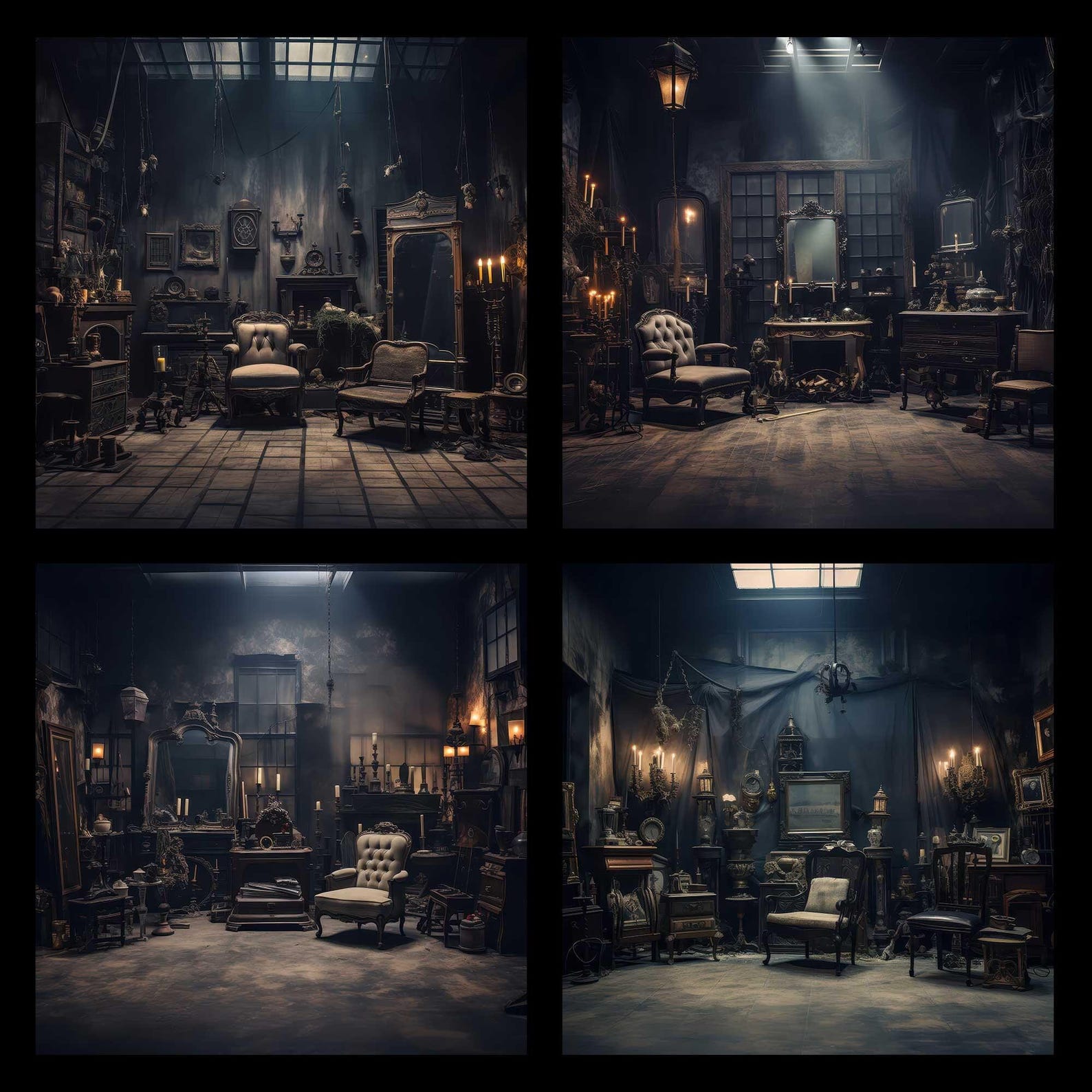 Haunted Mansion Backdrop, Rustic Living Room Background, Old House Junk ...