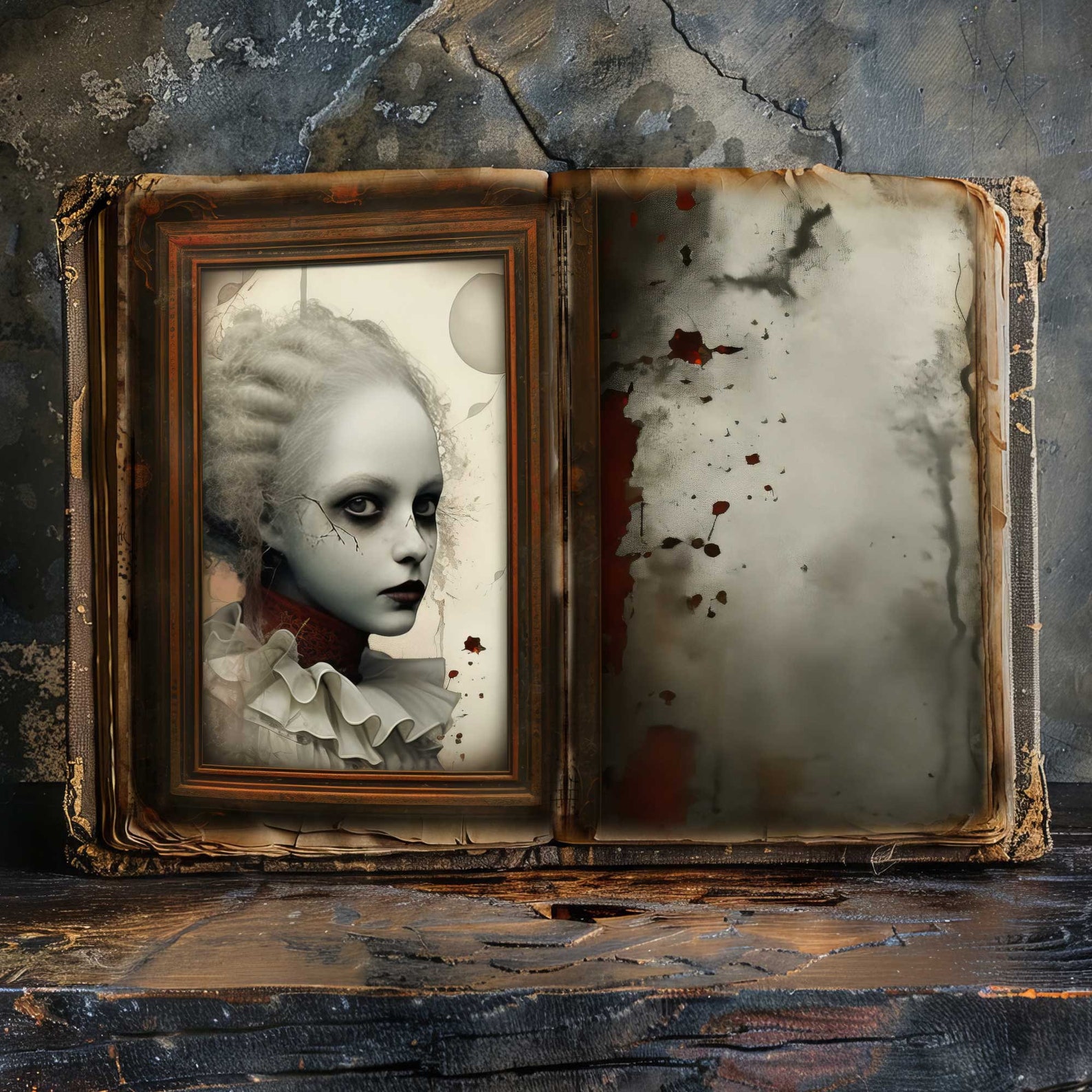 Horror Portraits Junk Journal, Halloween Pages 6 Digital Journal Pages ...