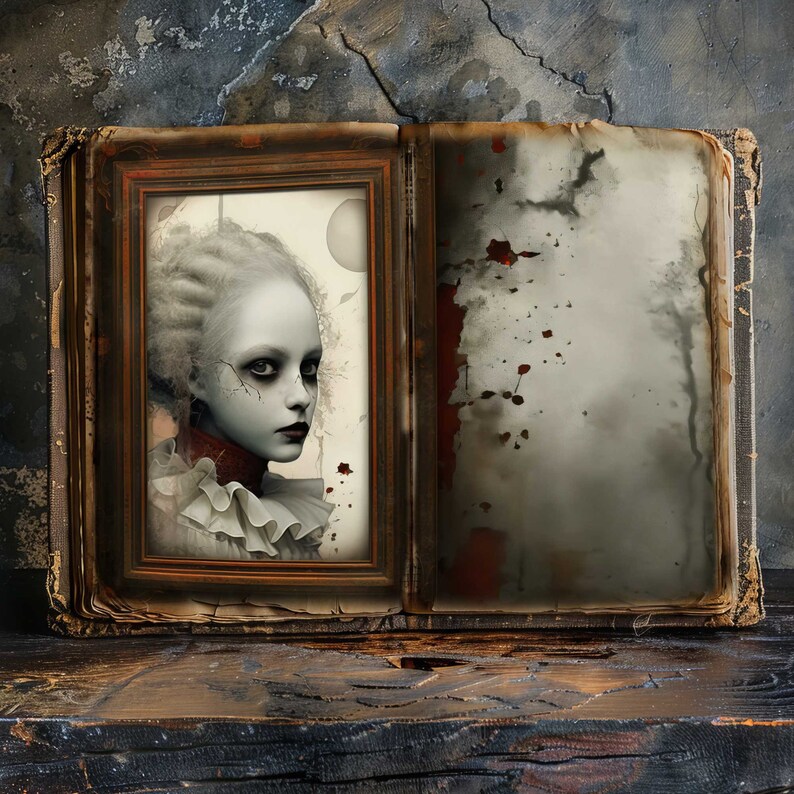 Horror Portraits Junk Journal, Halloween Pages 6 Digital Journal Pages ...