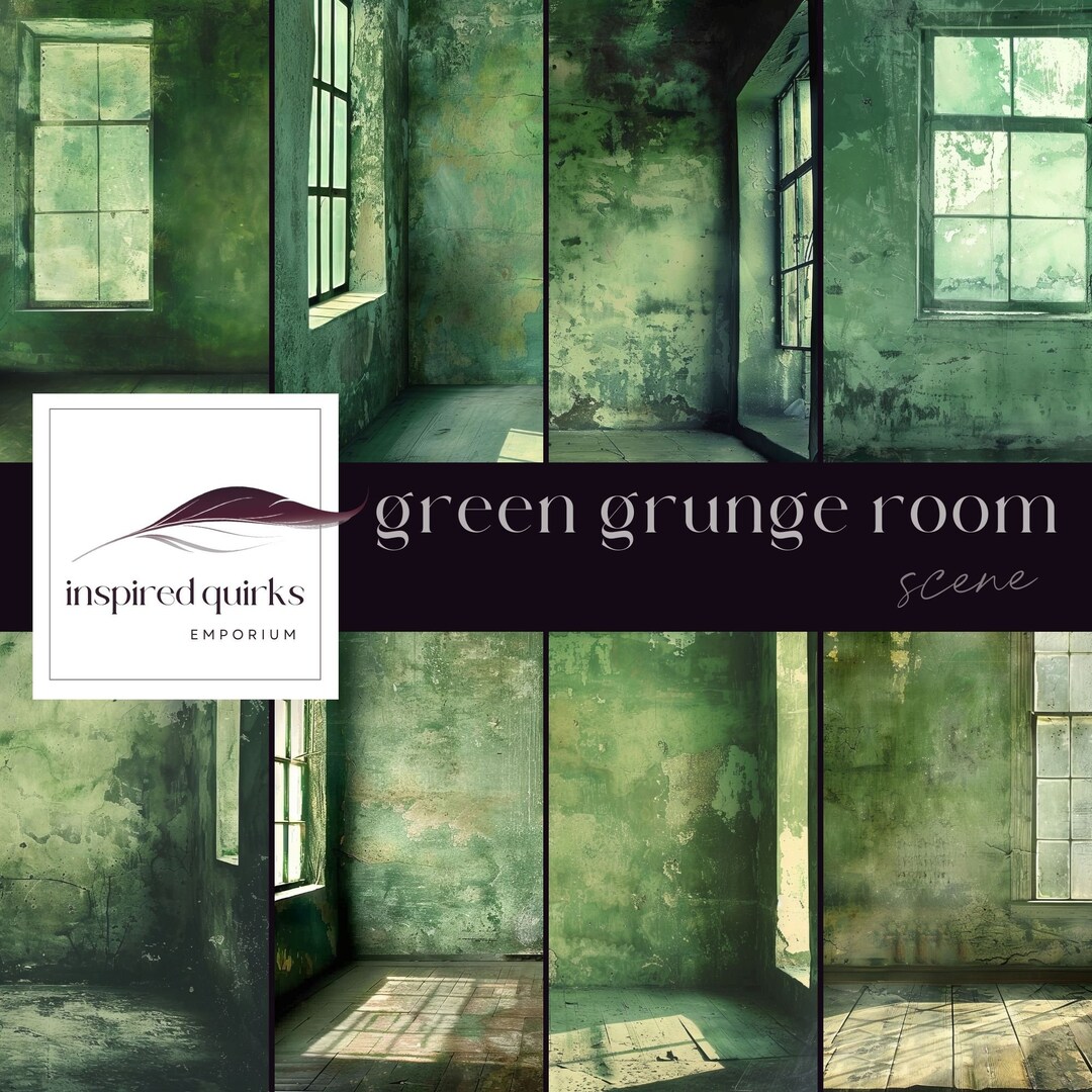 Green Grunge Studio Backdrop, Old Wall Digital Background, Urban ...