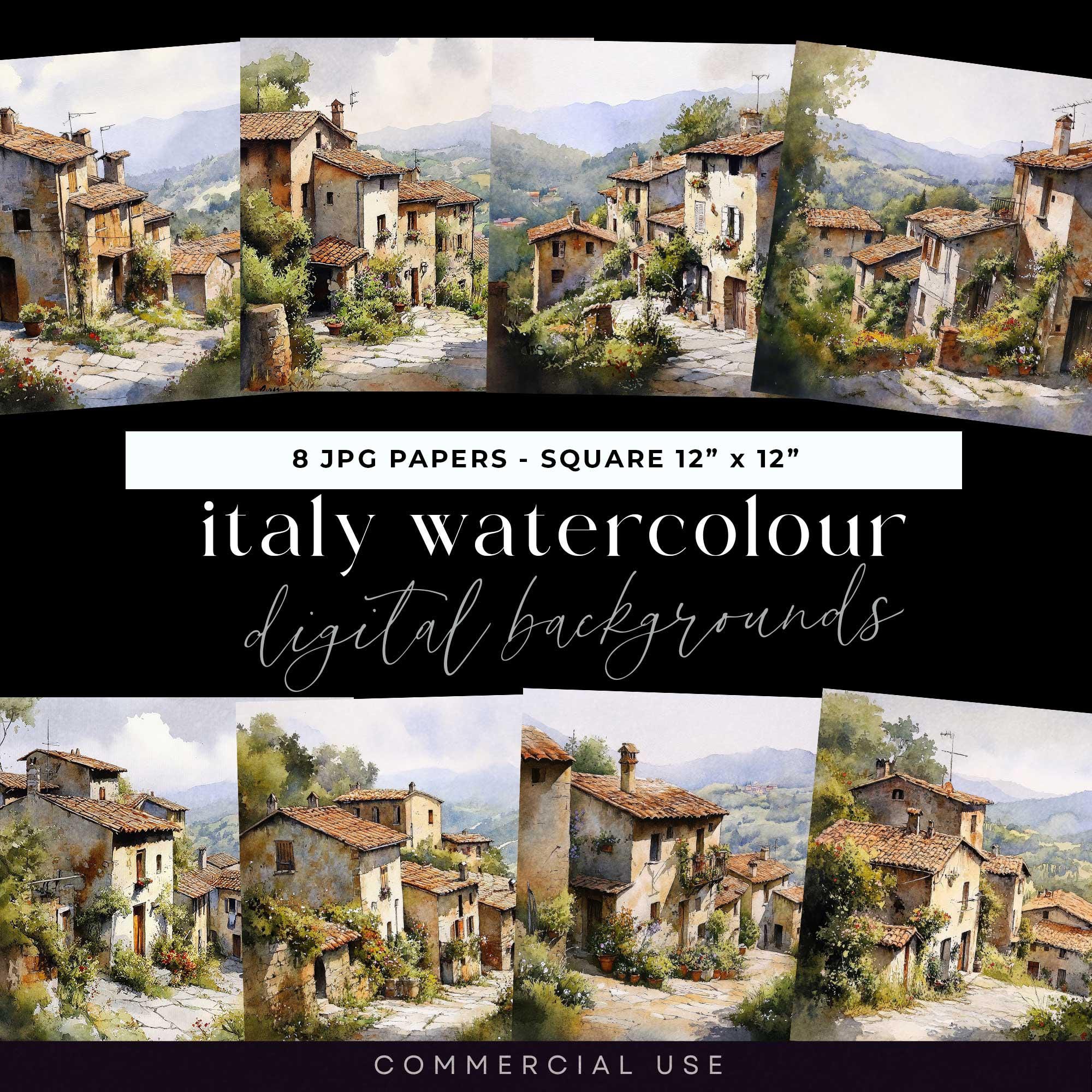 Italy Village Watercolour Background, Italian Countryside Backdrop ...