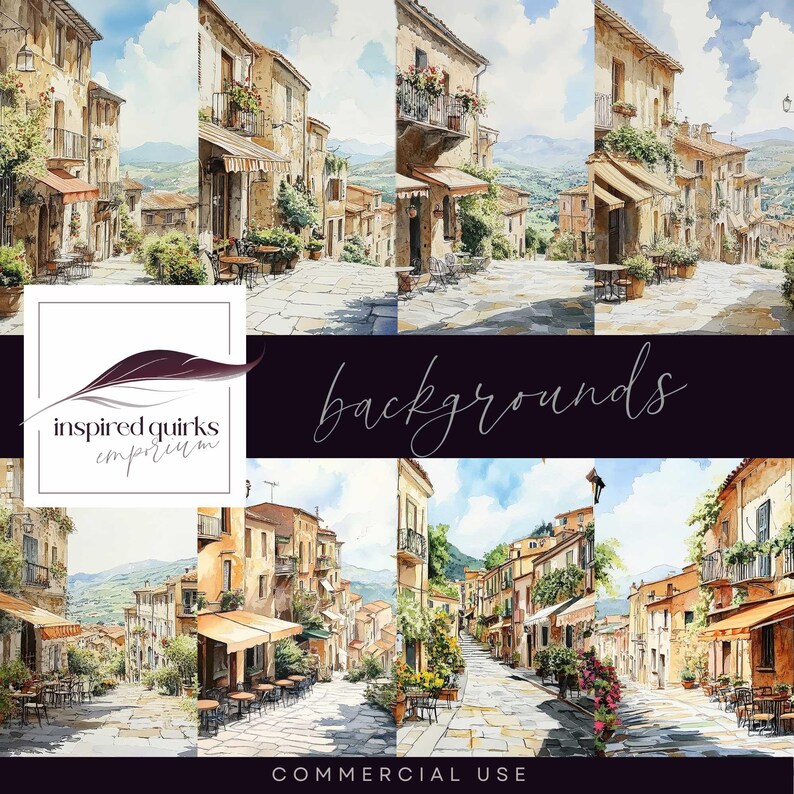 Italian Town Watercolour Background, Italy Countryside Backdrop ...