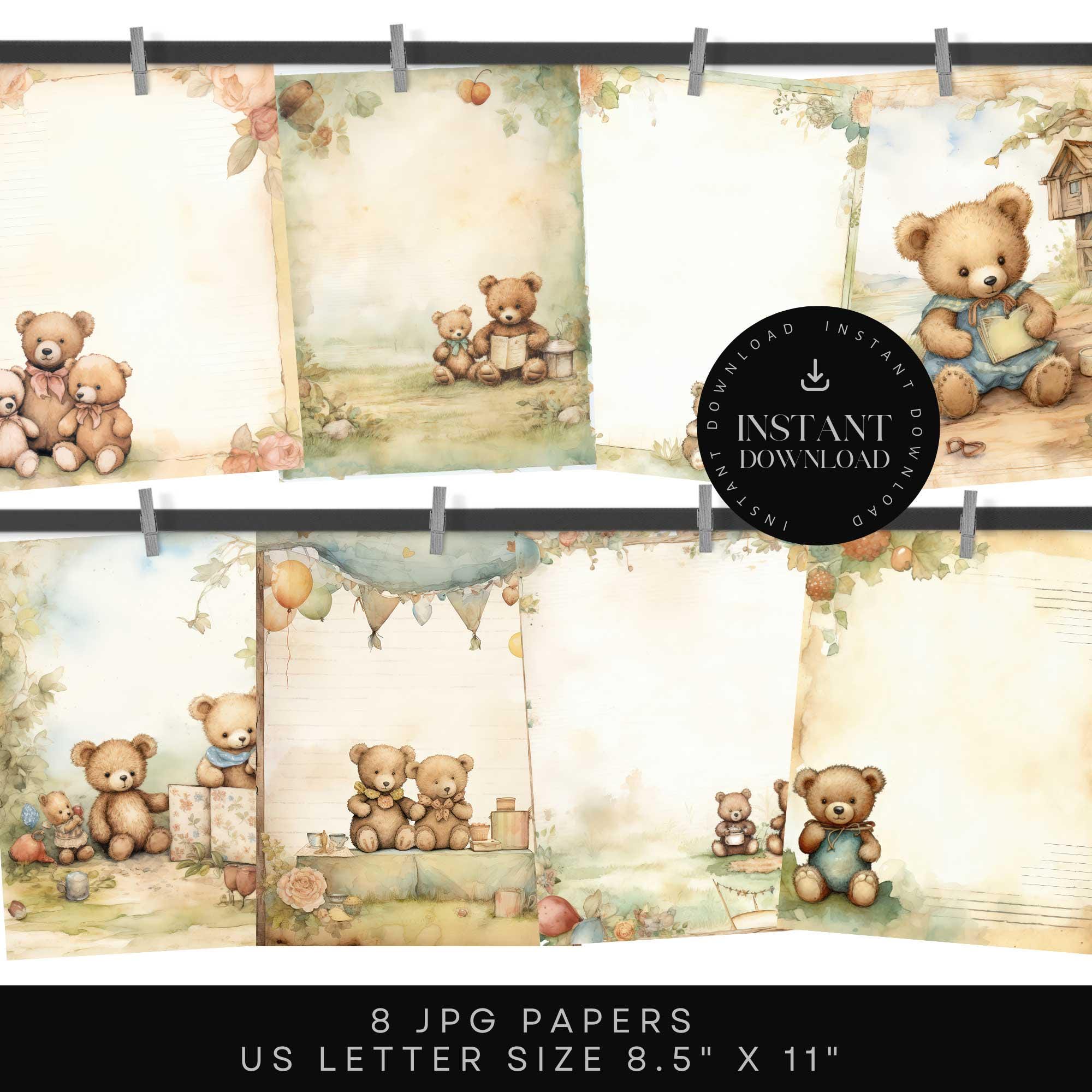 Teddy Bear Junk Journal, Digital Journal Paper, Vintage Bears Printable ...
