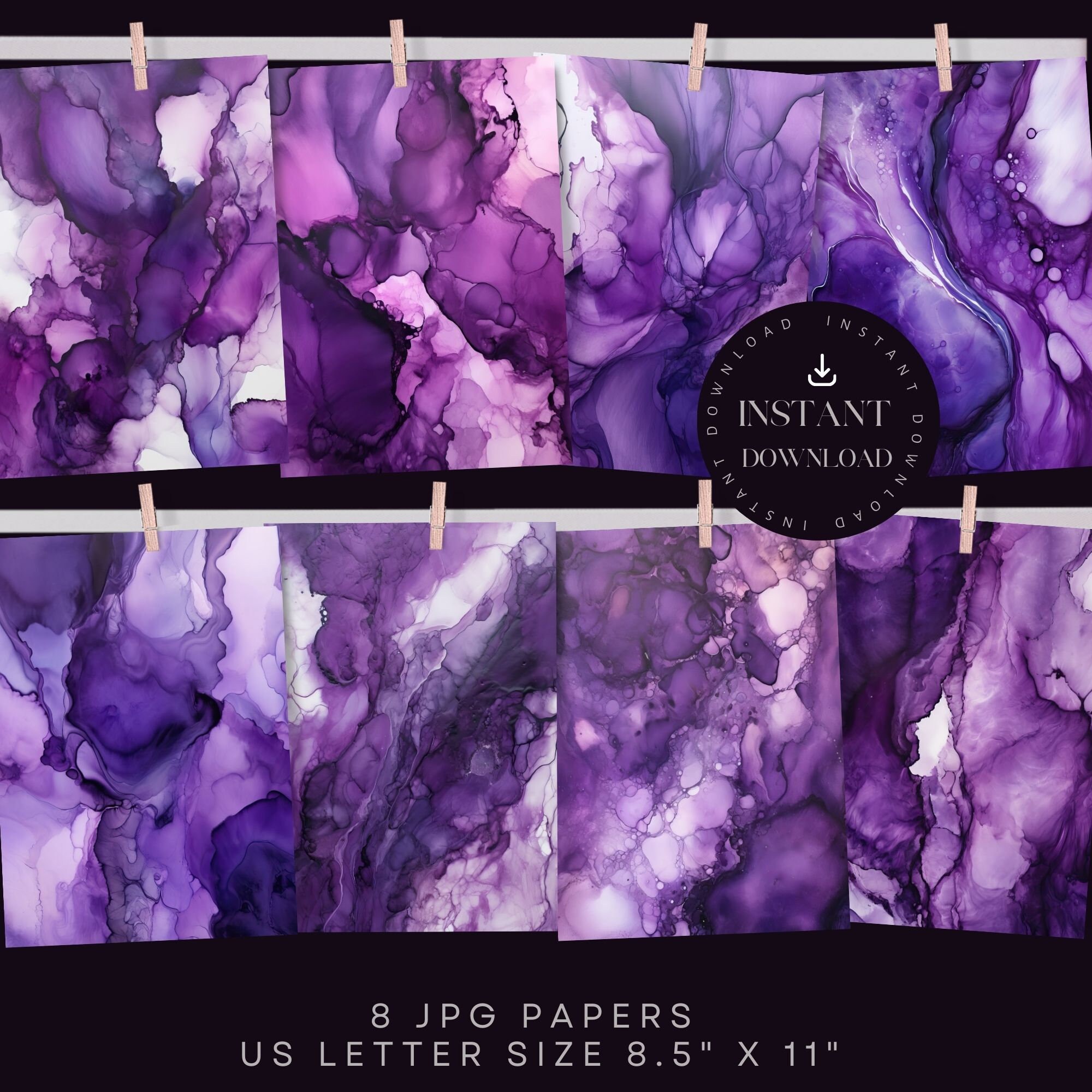Purple Alcohol Ink Texture for Photoshop, Abstract Overlays, Digital ...