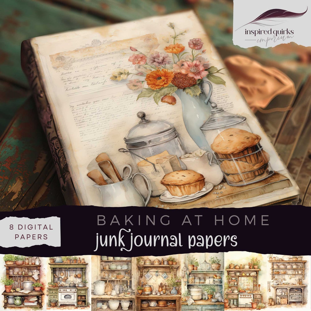 Vintage Baking Junk Journal Pages, Food Digital Journal Paper, Cooking ...
