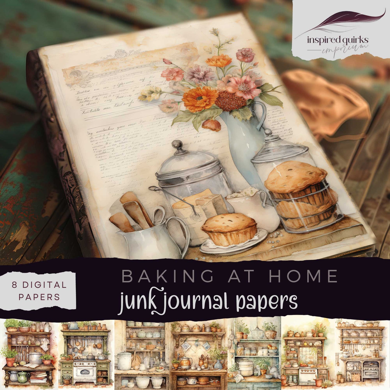 Vintage Baking Junk Journal Pages, Food Digital Journal Paper, Cooking ...
