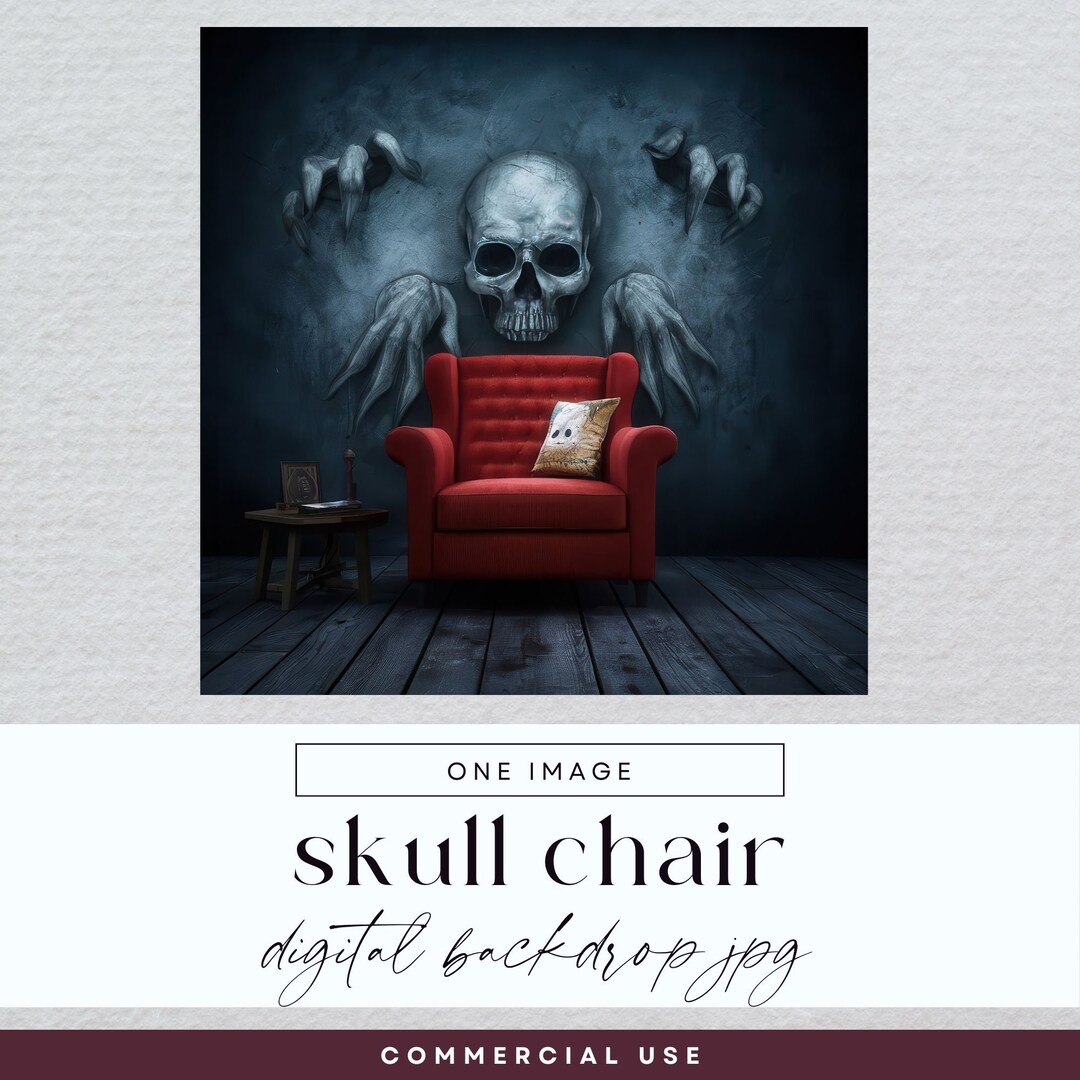 Haunted Chair Backdrop, Creepy Room Scene, Scary Skulll Papers, Haunted ...