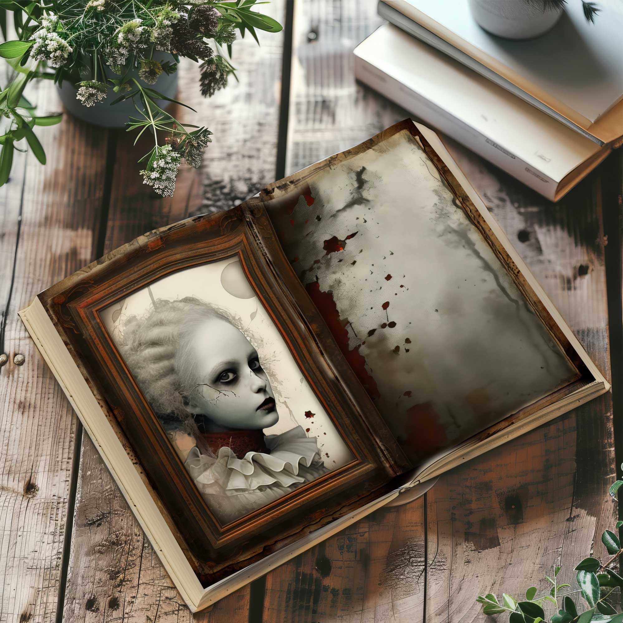 Horror Portraits Junk Journal, Halloween Pages 6 Digital Journal Pages ...