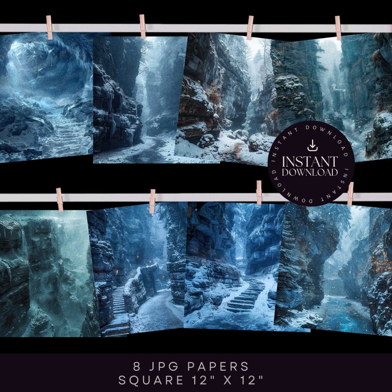 Digital Backdrop Winter, Snowy Mountain Background, Seasonal Junk ...