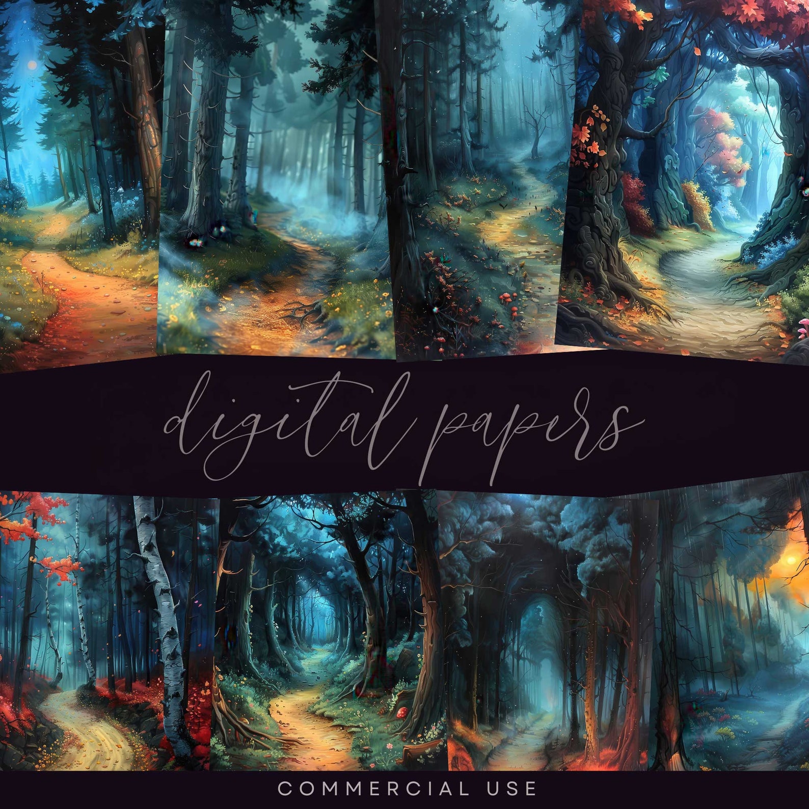Fantasy Forest Backdrop, Magical Background, Woodland Overlay ...