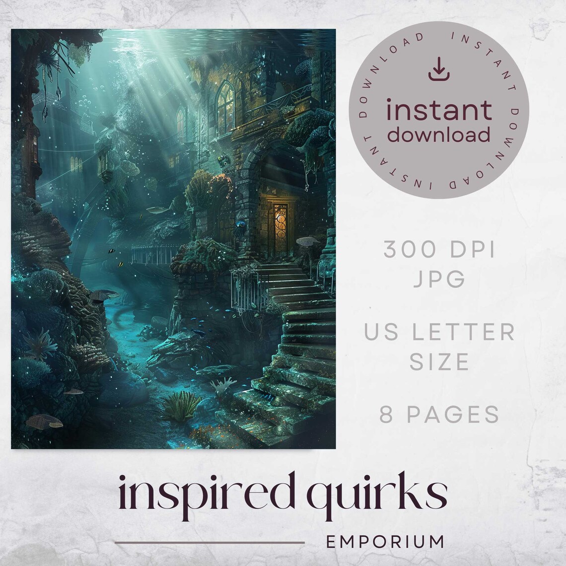 Underwater Digital Backdrop, Ocean Theme Background, Under Sea Overlay ...