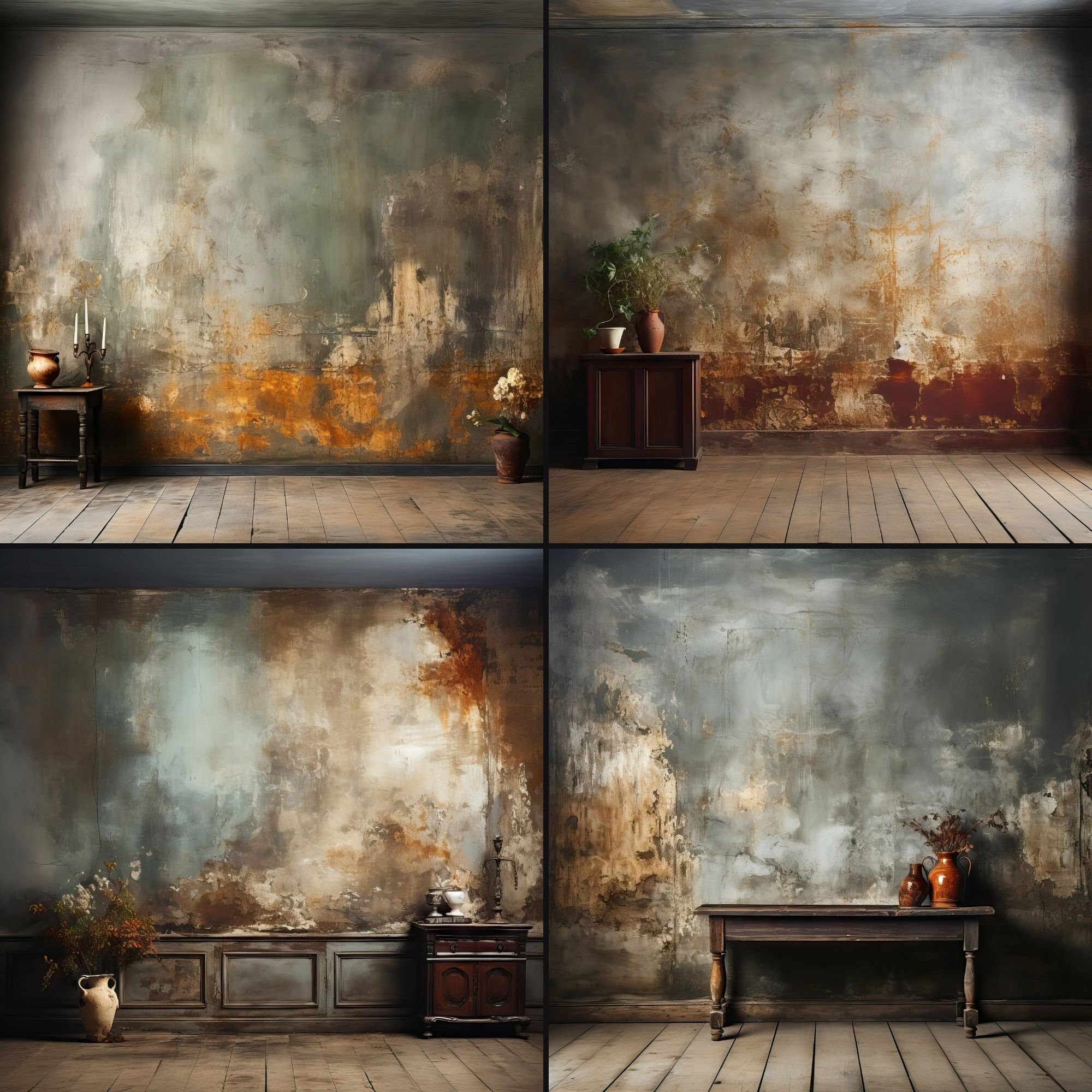 Vintage Room Scene Studio Backdrop, Grunge Digital Background, Urban ...