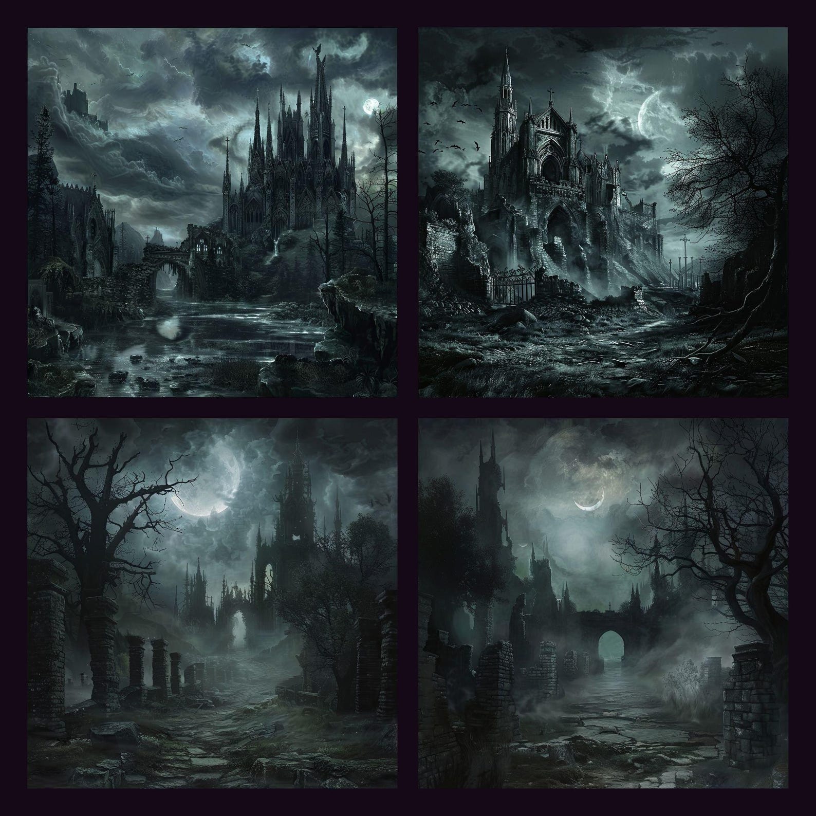 Spooky Backdrop, Dark Castle Scene Background, Illustrative Midnight ...