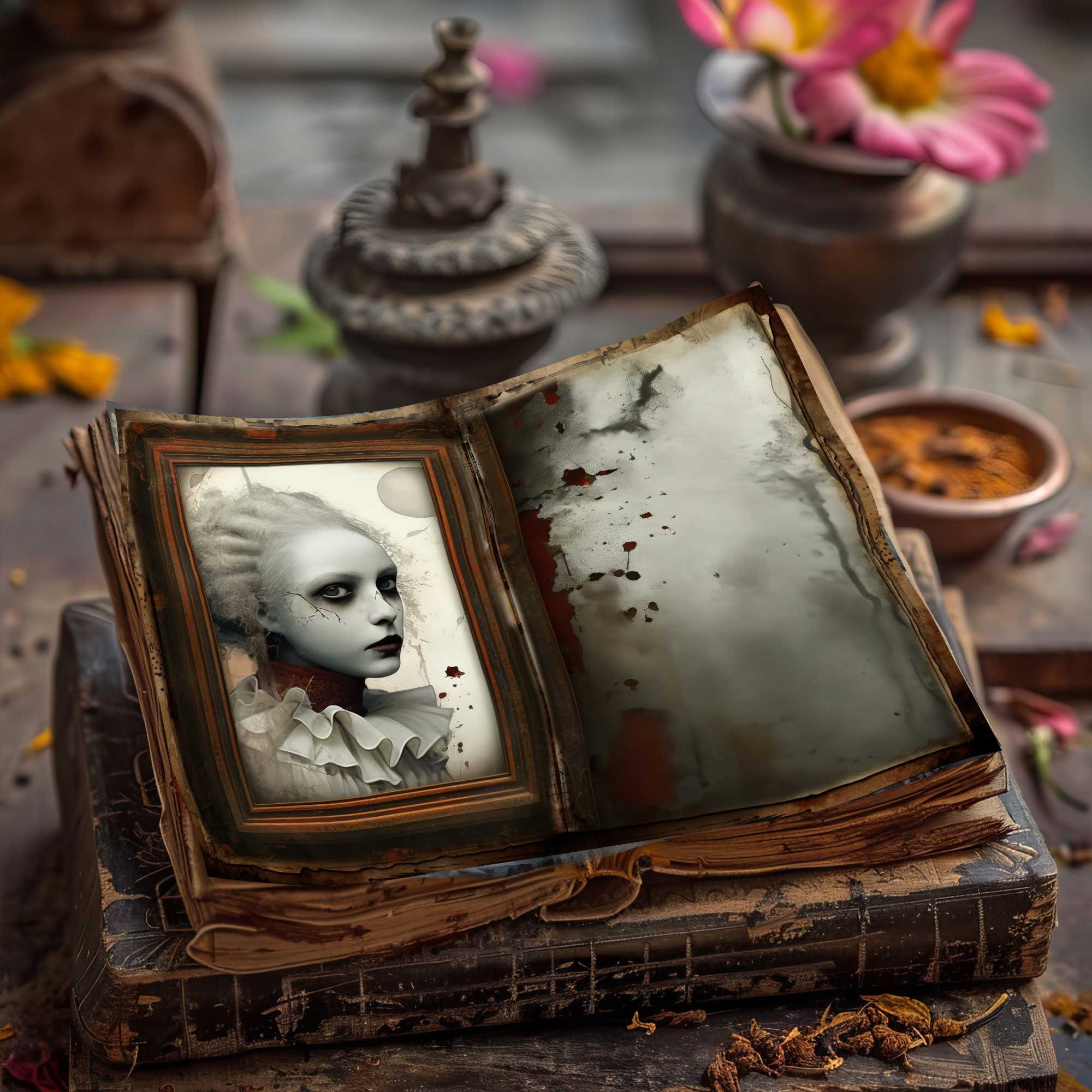 Horror Portraits Junk Journal, Halloween Pages 6 Digital Journal Pages ...