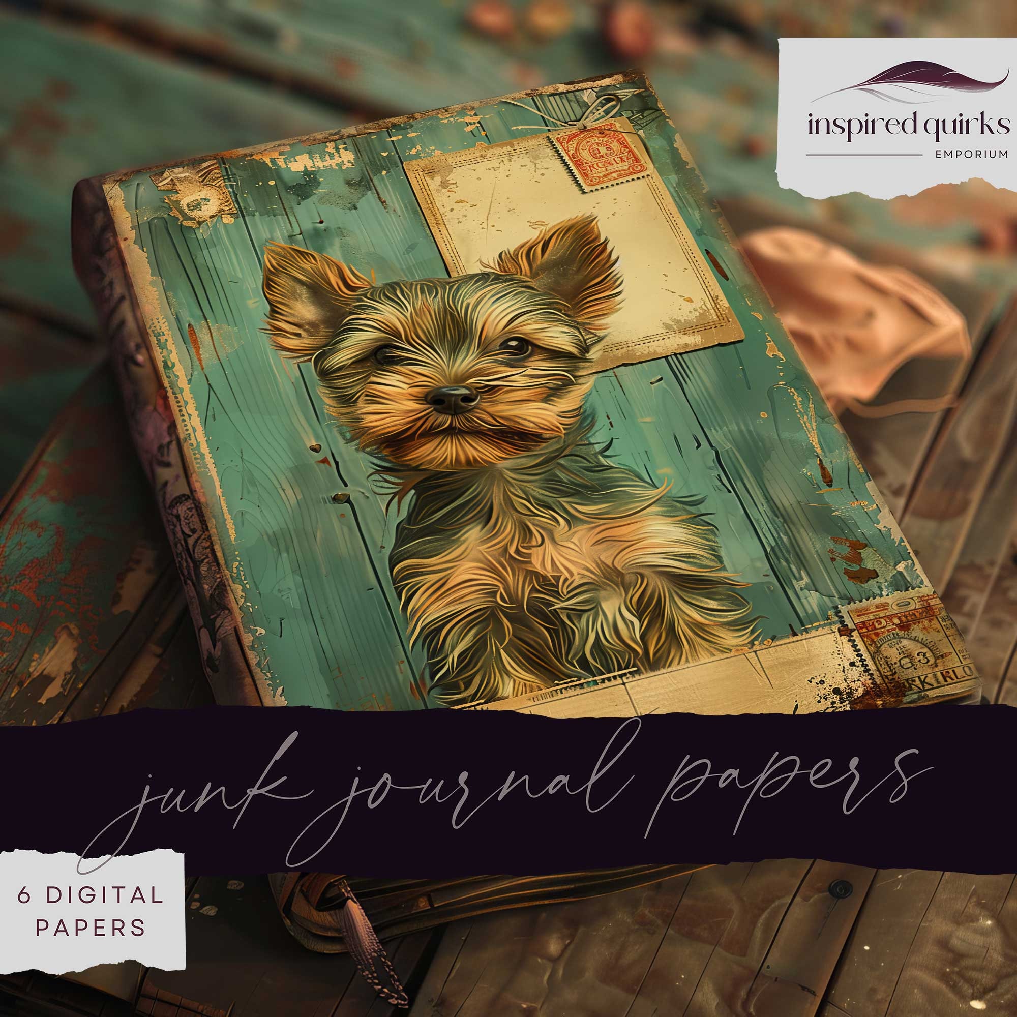 Dog Junk Journal, Cute Puppy Digital Paper, 6 Digital Journal Pages ...