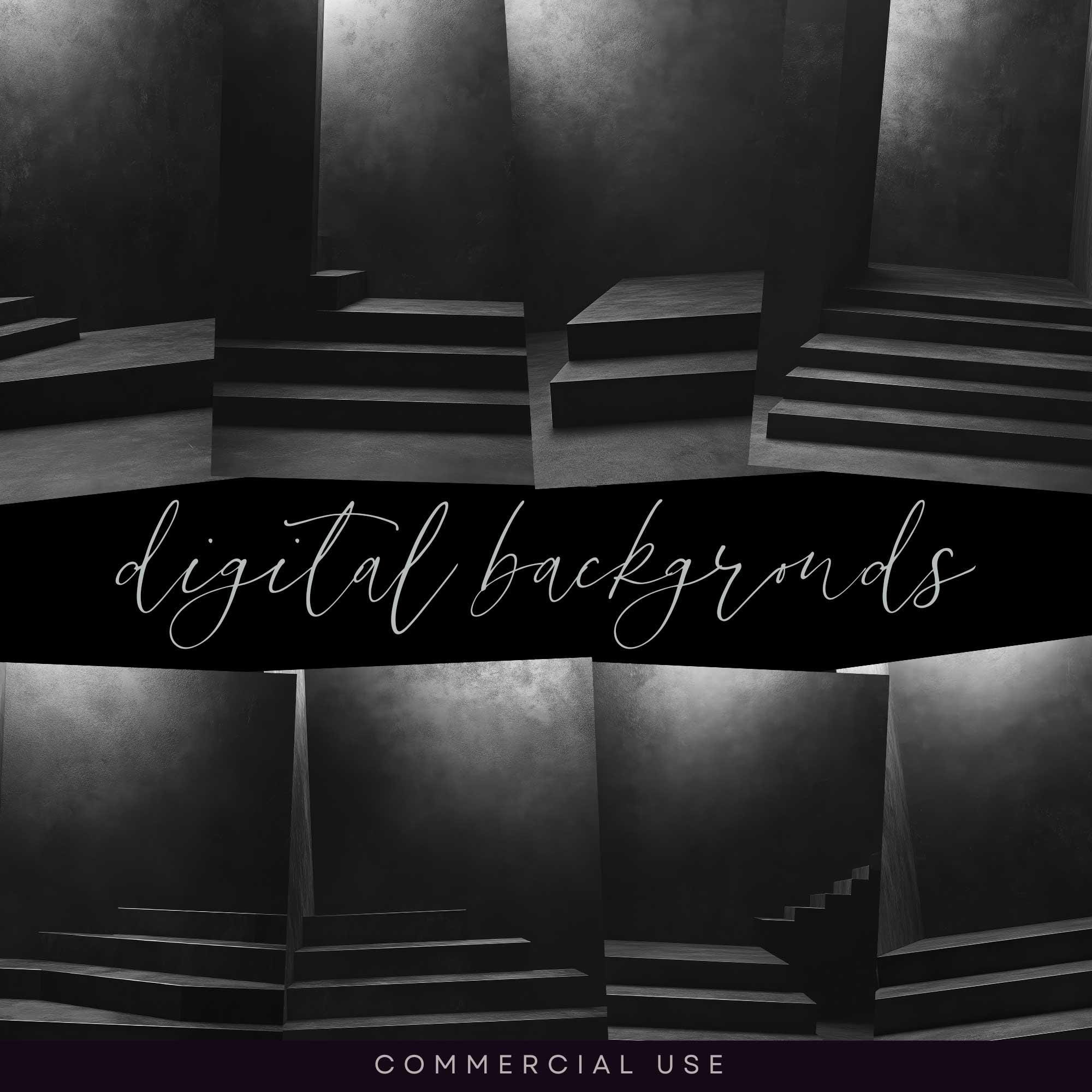 Dark Stairs Background, Black Steps Backdrop, Dark Studio Scene, Night ...