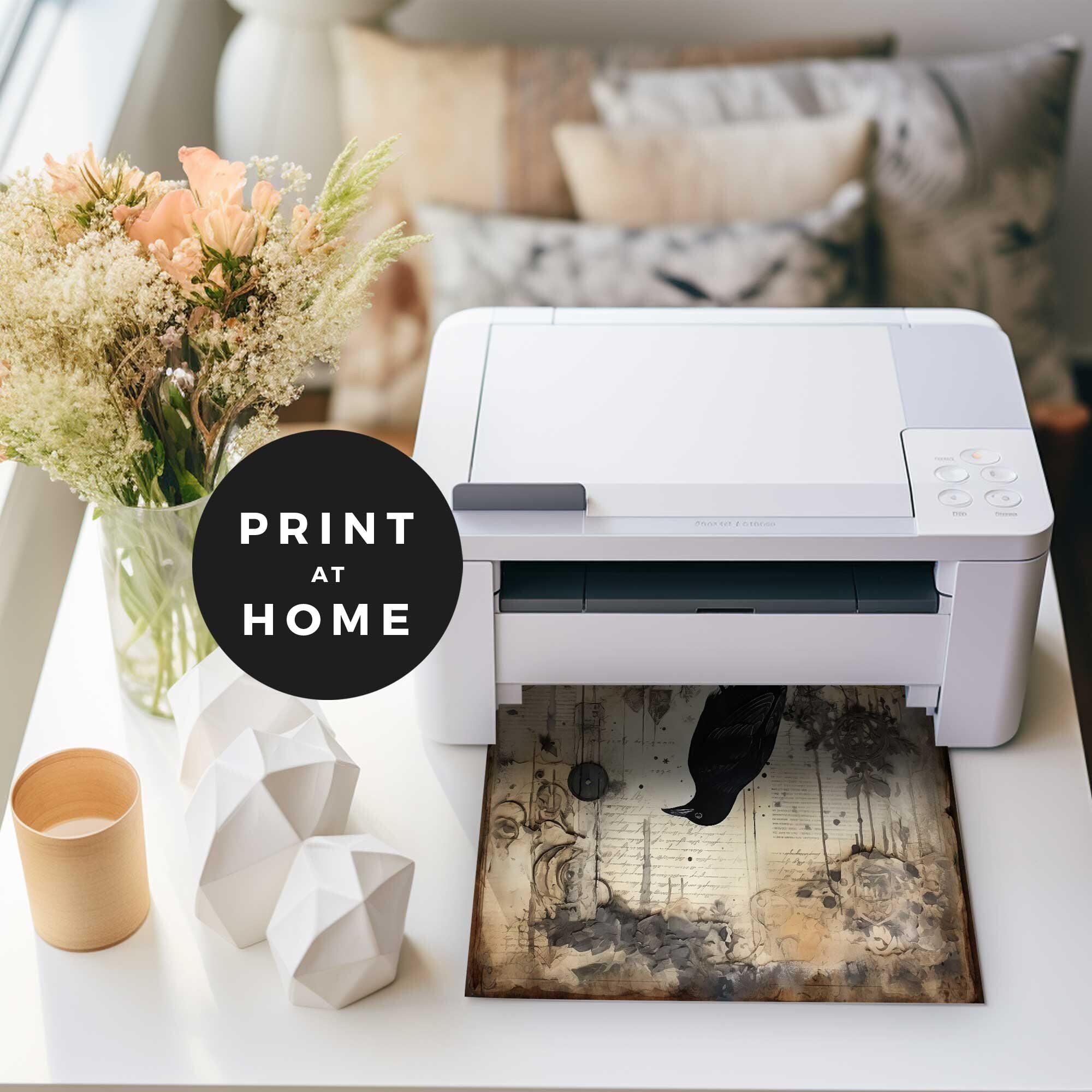 Raven Junk Journal Digital Paper, Clock, 6 Digital Journal Pages ...