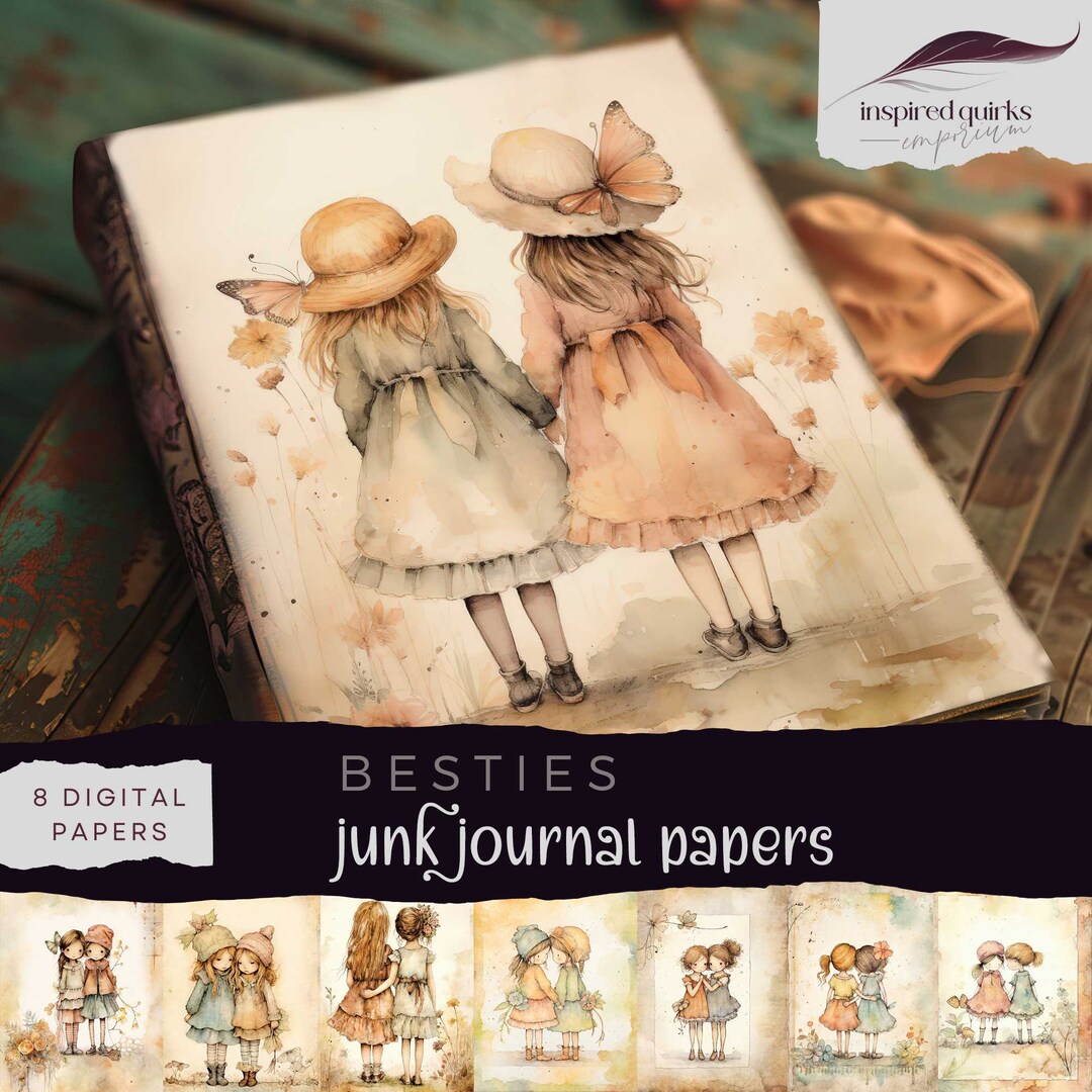Country Girl Junk Journal, Besties Digital Journal Paper, Best Friends ...