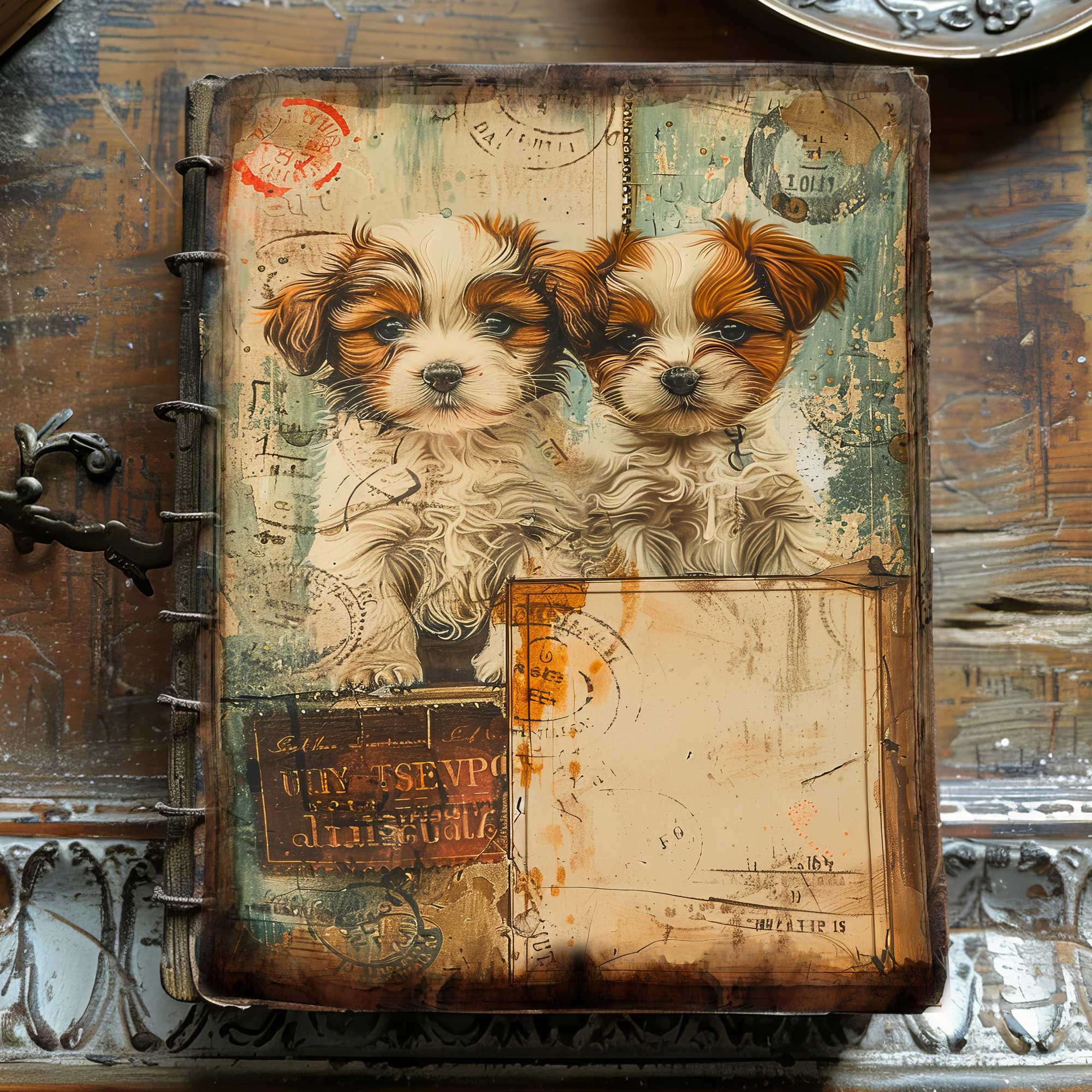 Sweet Puppy Junk Journal, Cute Dog Digital Paper, 6 Digital Journal ...