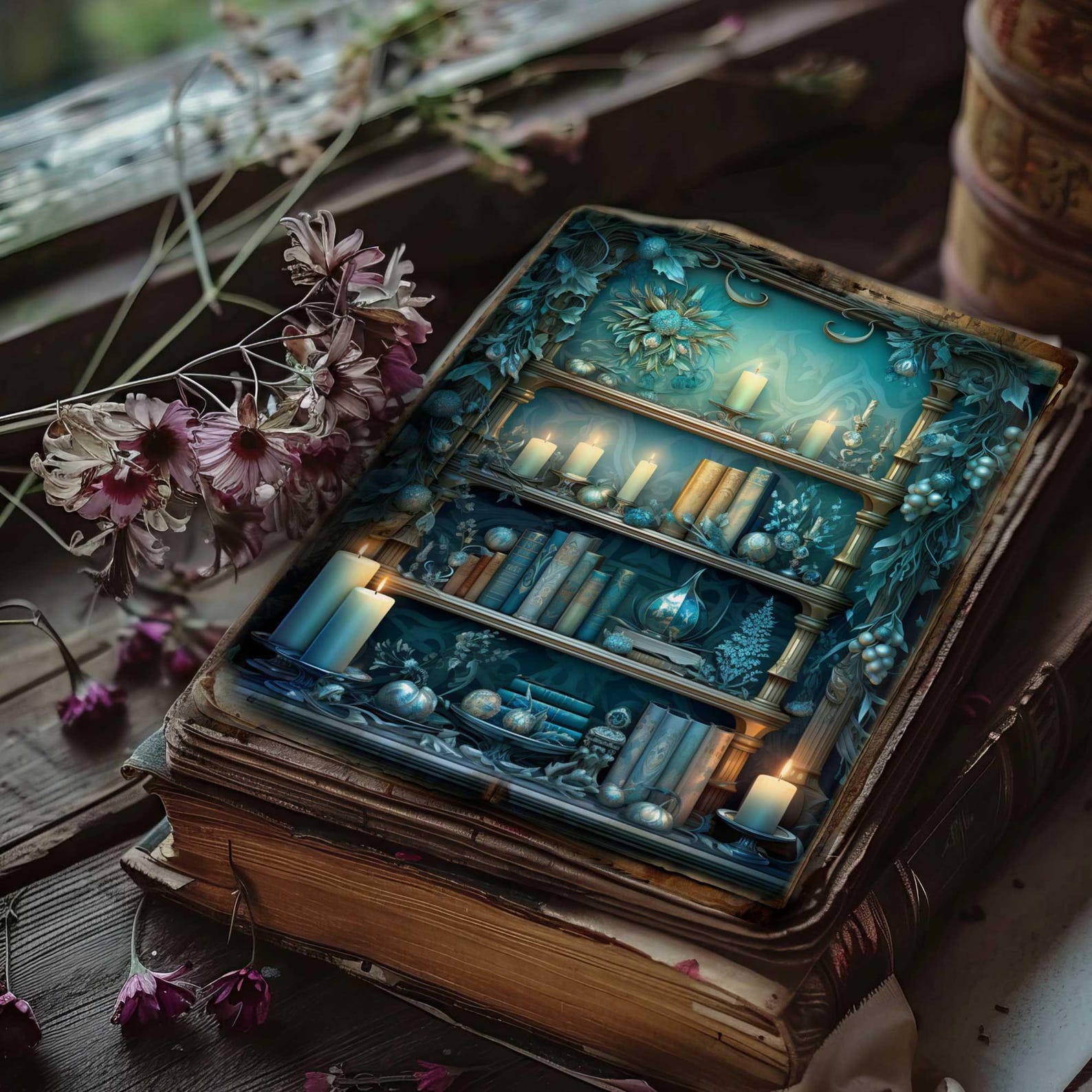 Bookshelf Junk Journaling, Vintage Book Piles, 6 Digital Journal Paper ...