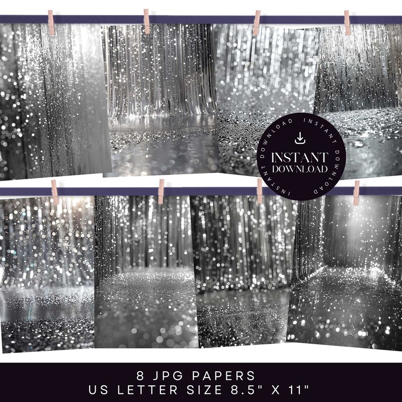 Silver Foil Backdrop, Silver Sparkles Digital Background, Sequin ...