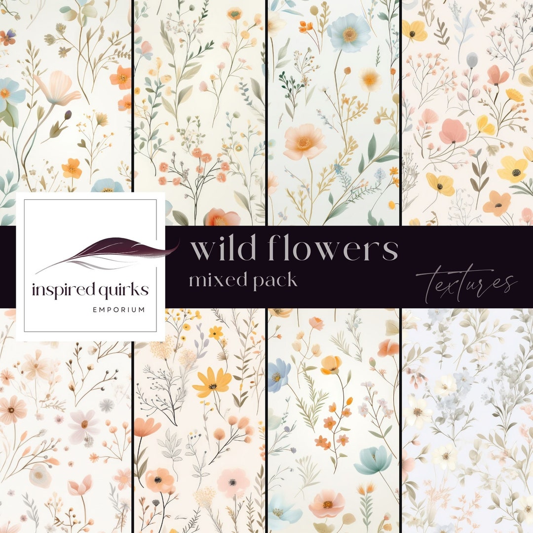 Summer Wildflower Textures, Bright Floral Pages, Digital Download ...