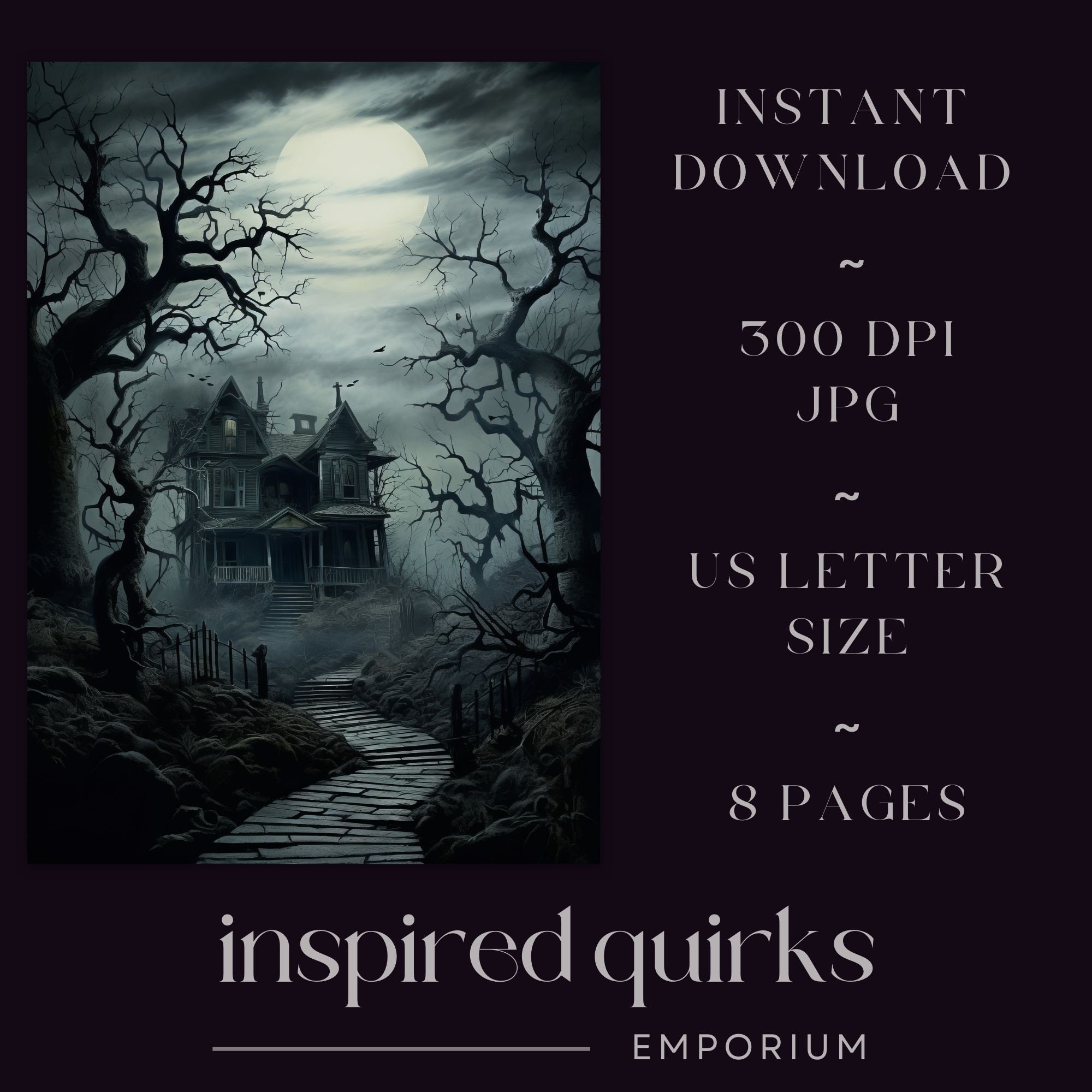 Haunted Digital Backdrops, Scary House Background, Halloween Ghost Junk ...