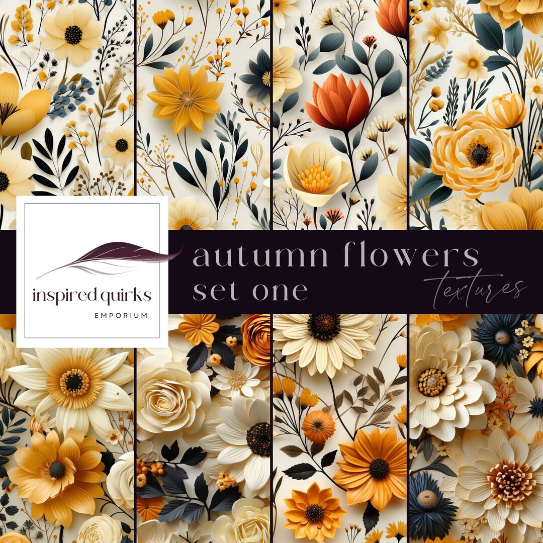 Autumn Flower Background Textures, Floral Overlays, Digital Download ...