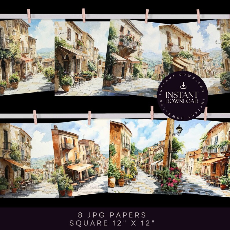 Italian Town Watercolour Background, Italy Countryside Backdrop ...