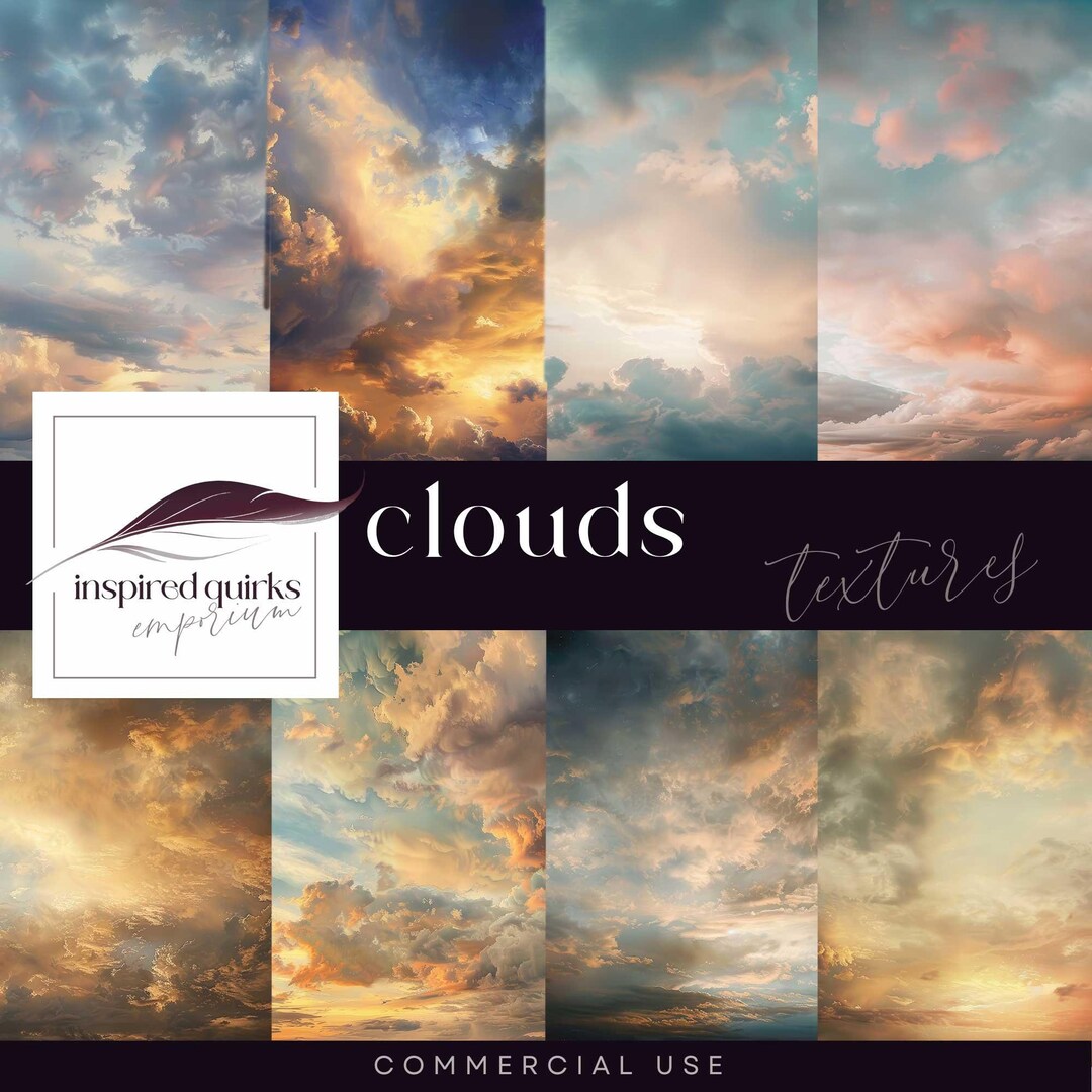 Clouds Digital Backdrop, Sunset Junk Journal Paper, Blue Skies ...