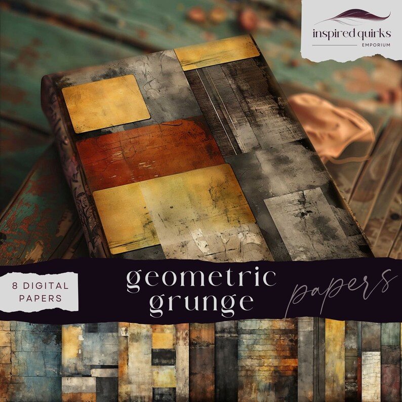 Geometric Texture for Junk Journal, Grunge Painted Overlays, Digital ...