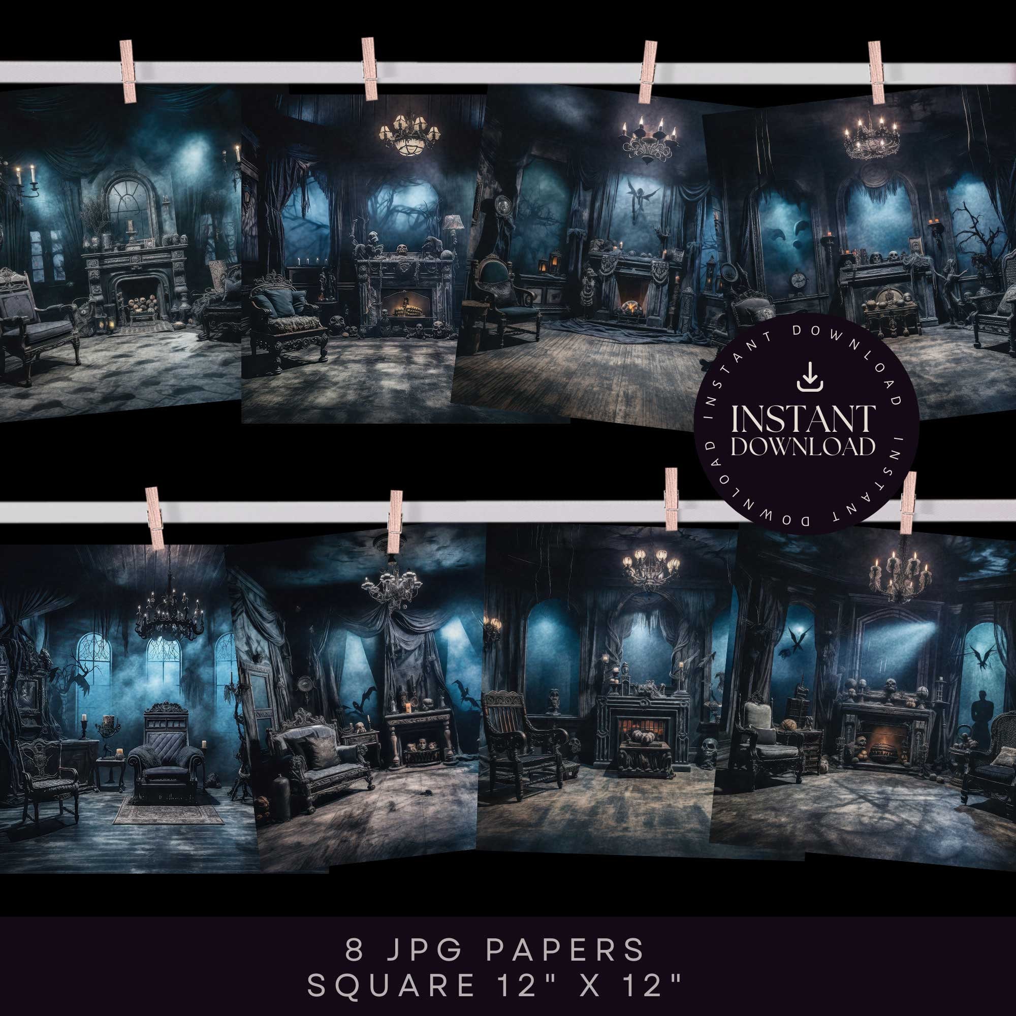 Haunted Mansion Backdrop, Halloween House Junk Journal Paper, Spooky ...