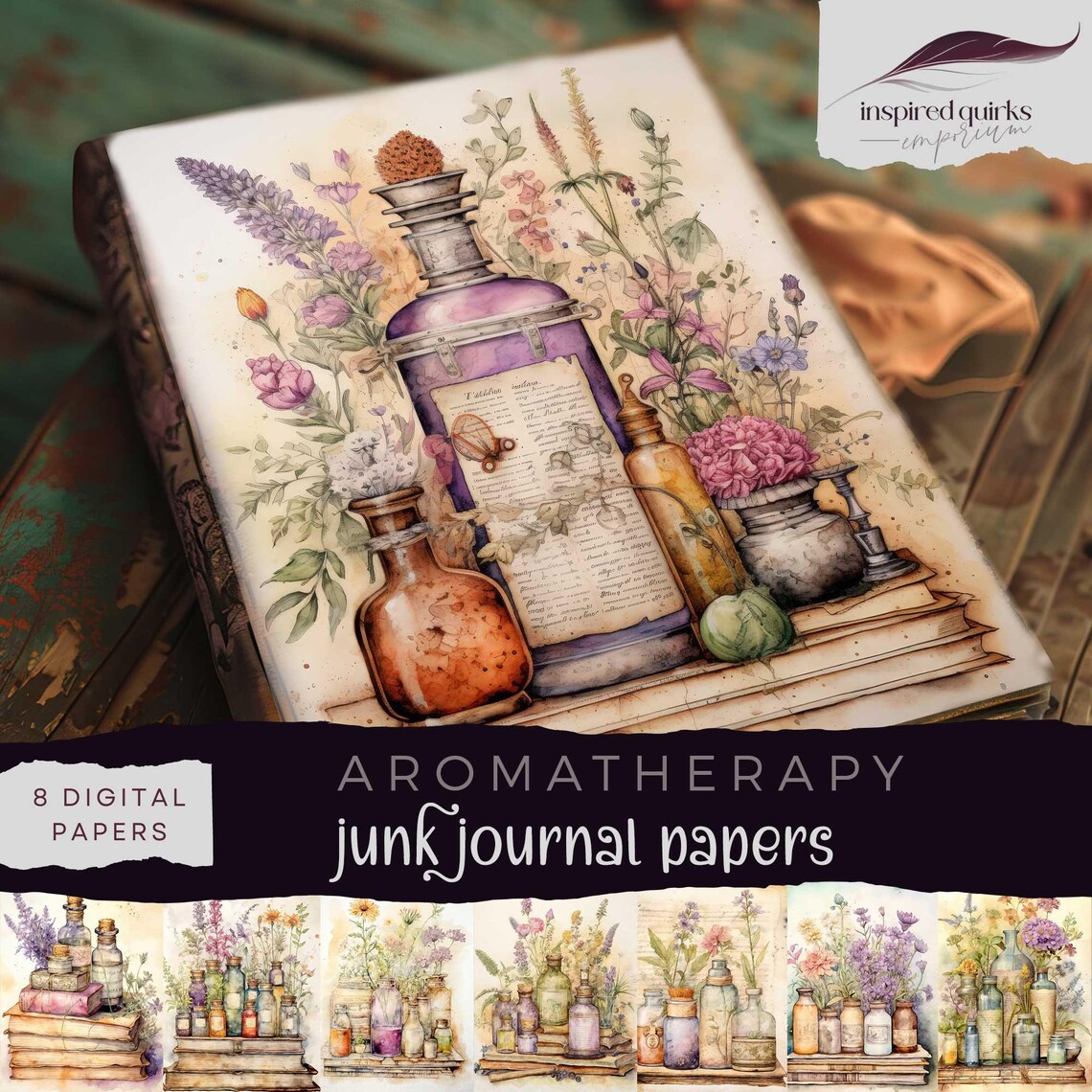 Aromatherapy Junk Journal Pages, Digital Journal Paper, Vintage ...