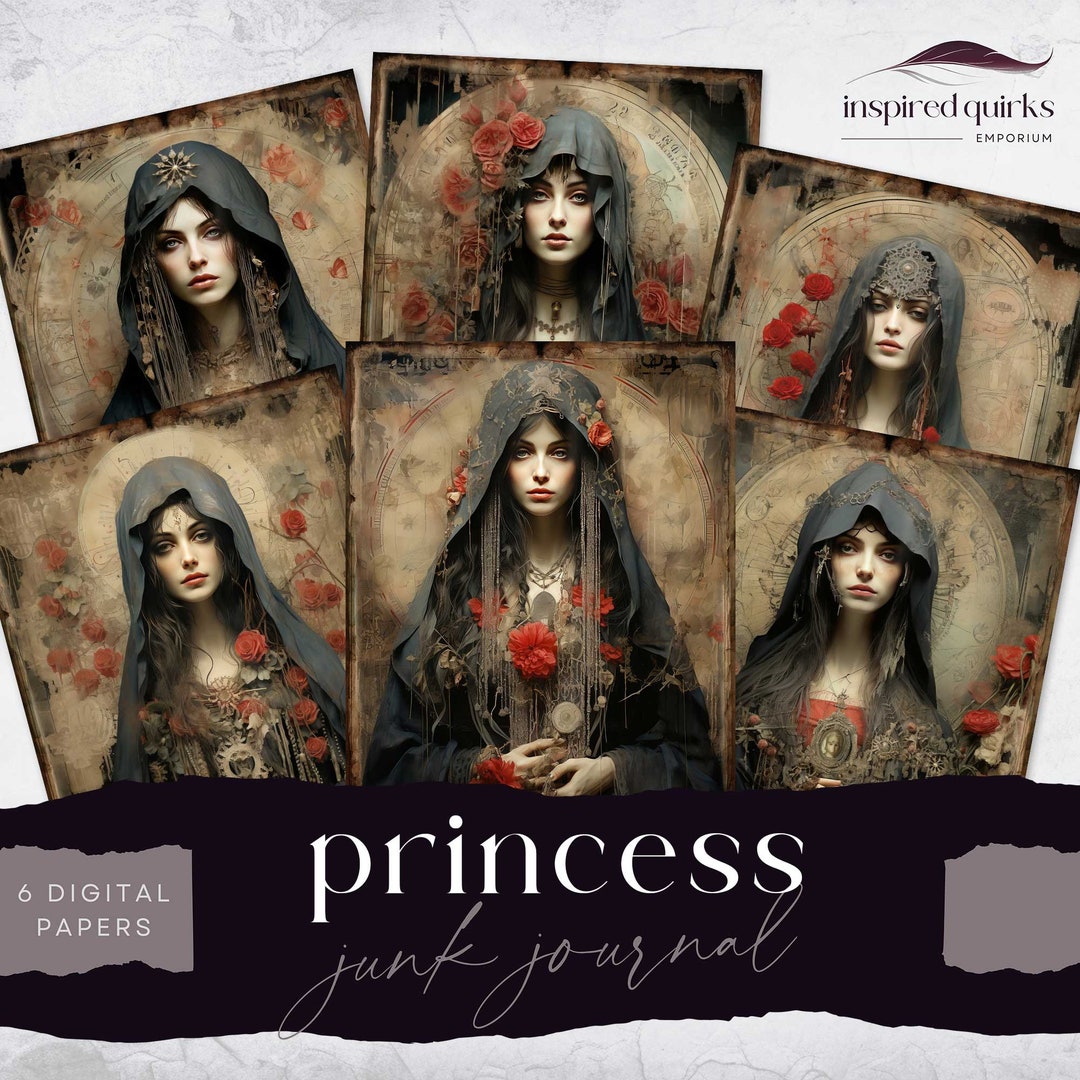 Gothic Princess Junk Journal Paper, Goth Doll Page, 6 Digital Journal ...