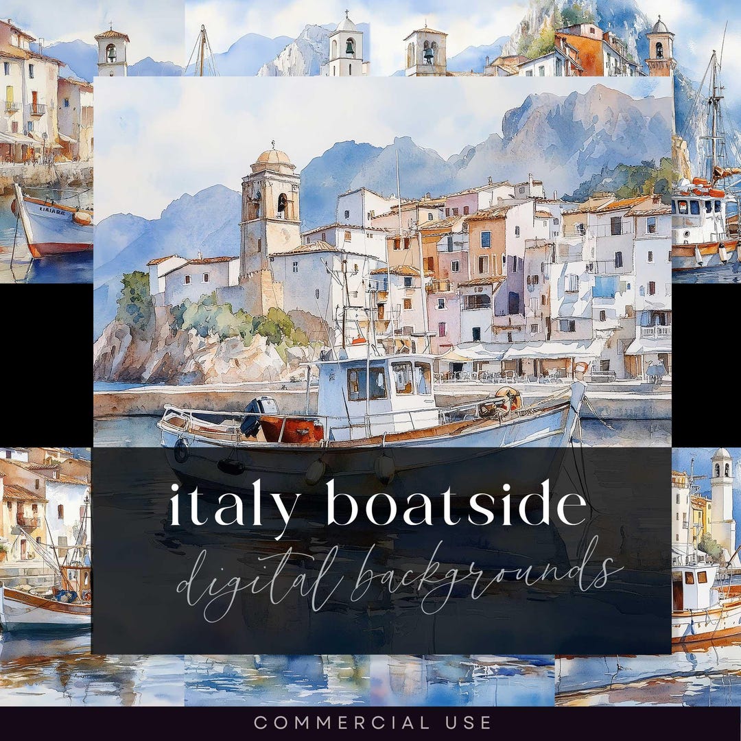 Italian Waterside Background, Italy Countryside Backdrop, Village Scene ...