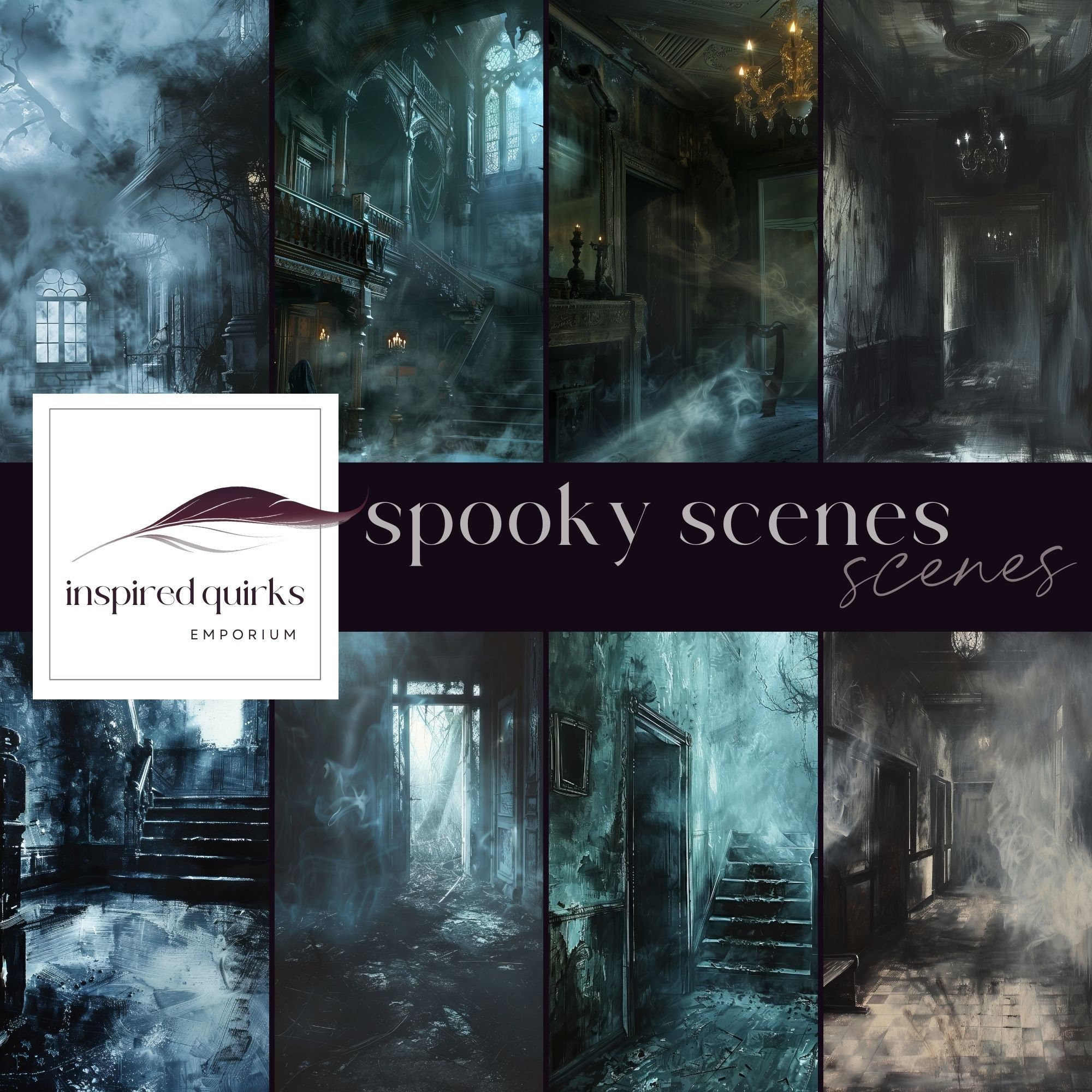 Creepy House Backdrops, Scary House Background, Halloween Ghost Junk ...