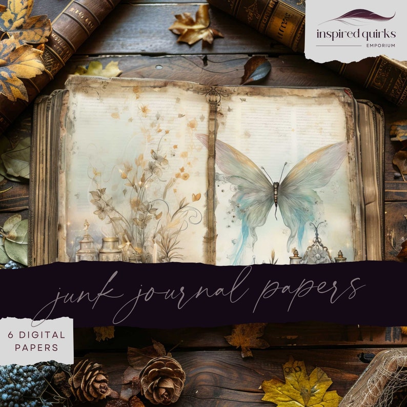 Butterflies and Potions Junk Journal, Magical Background, 6 Digital ...