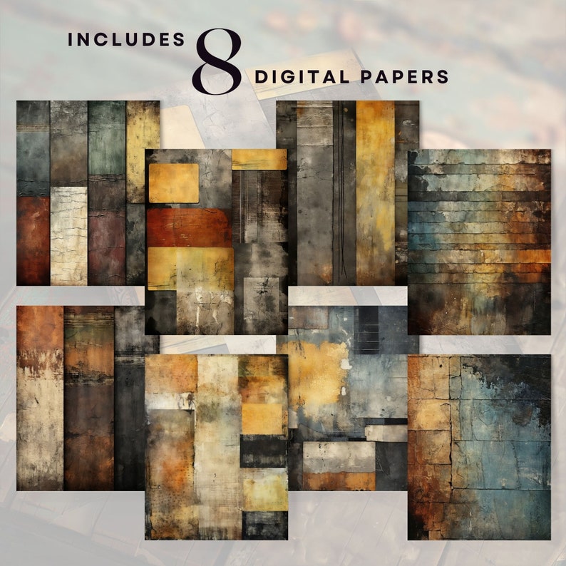 Geometric Texture for Junk Journal, Grunge Painted Overlays, Digital ...