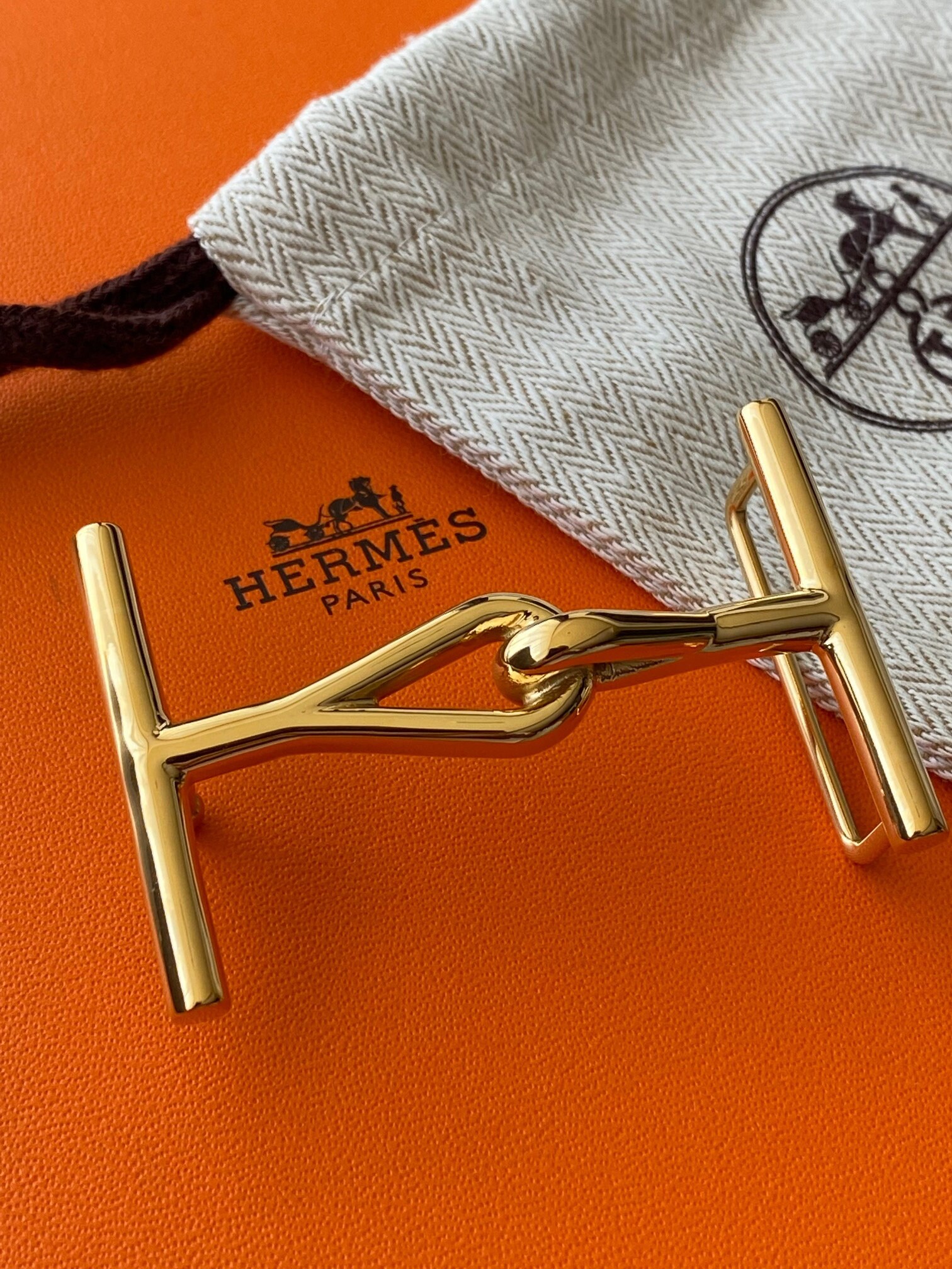 Vintage Hermes 32mm Gold Polished Jumbo H Belt Buckle Boucle Schnalle ...