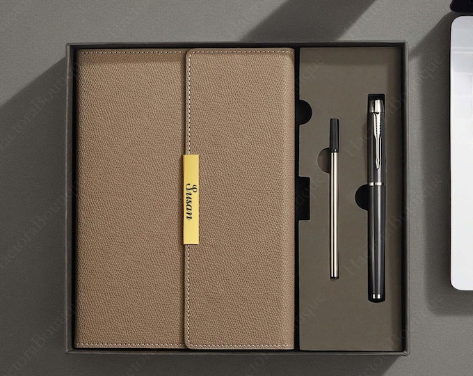 Custom Engraved Notebook With Pen, Leather Notebook Set, End of Year ...