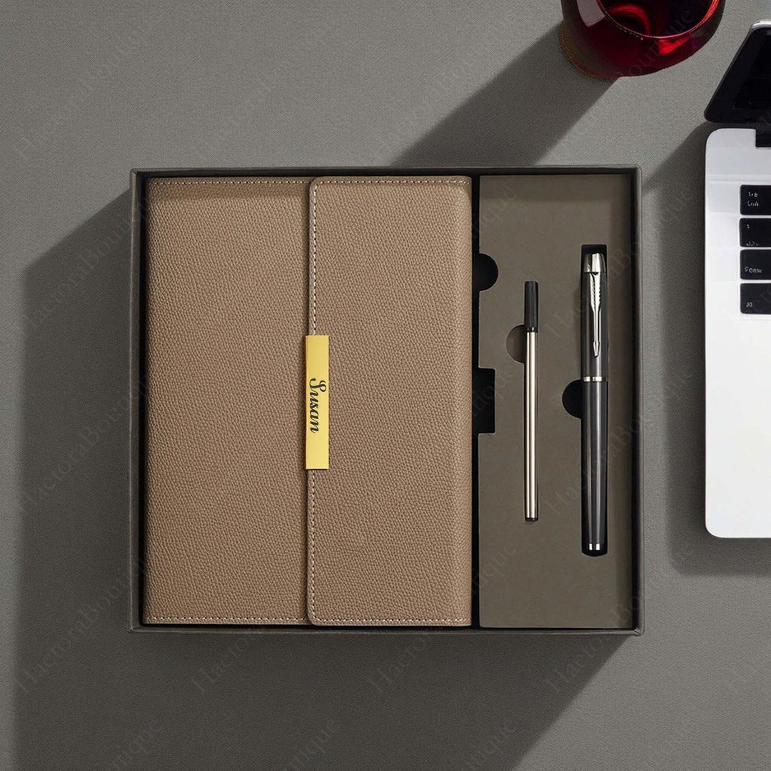 Custom Engraved Notebook With Pen, Leather Notebook Set, End of Year ...