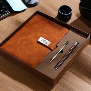 Personalized Leather Journal Set, Notebook and Pen Set, New Job or ...